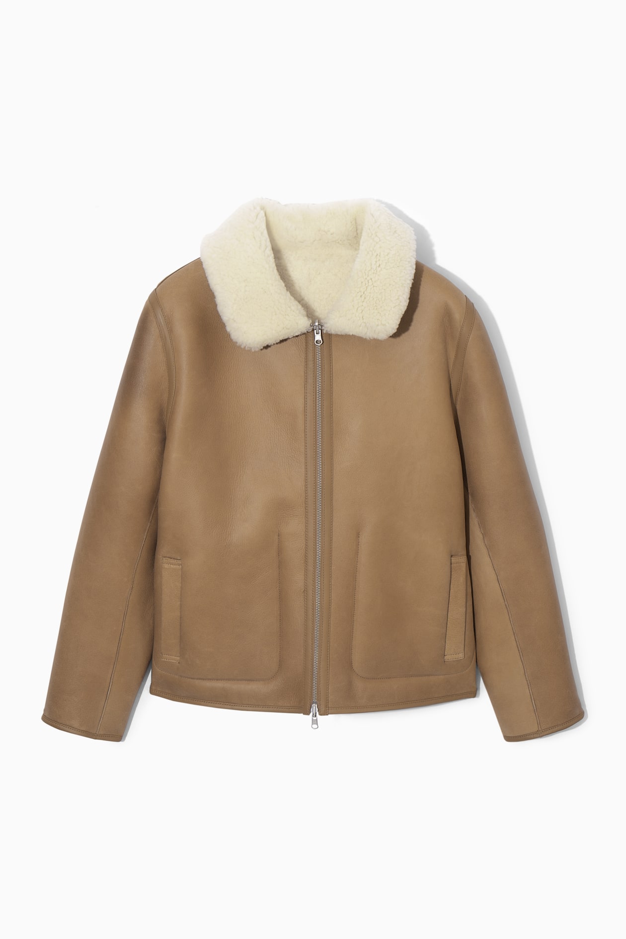 REVERSIBLE SHEARLING JACKET - Lange mouwen - Normale lengte - CAMEL / ECRU - HEREN | H&M NL