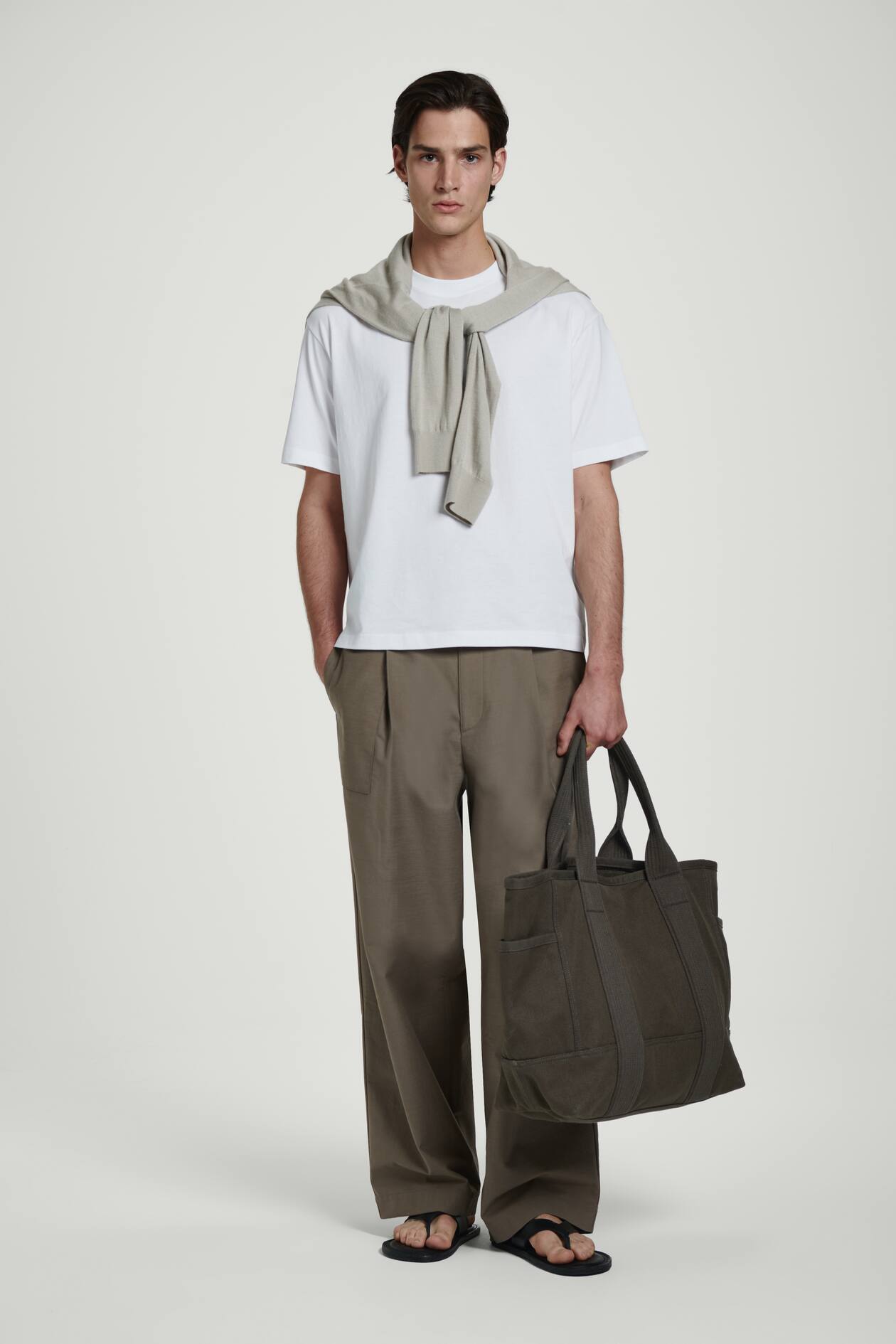 SACO TOTE GRANDE - LONA - Caqui - HOMEM | H&M PT