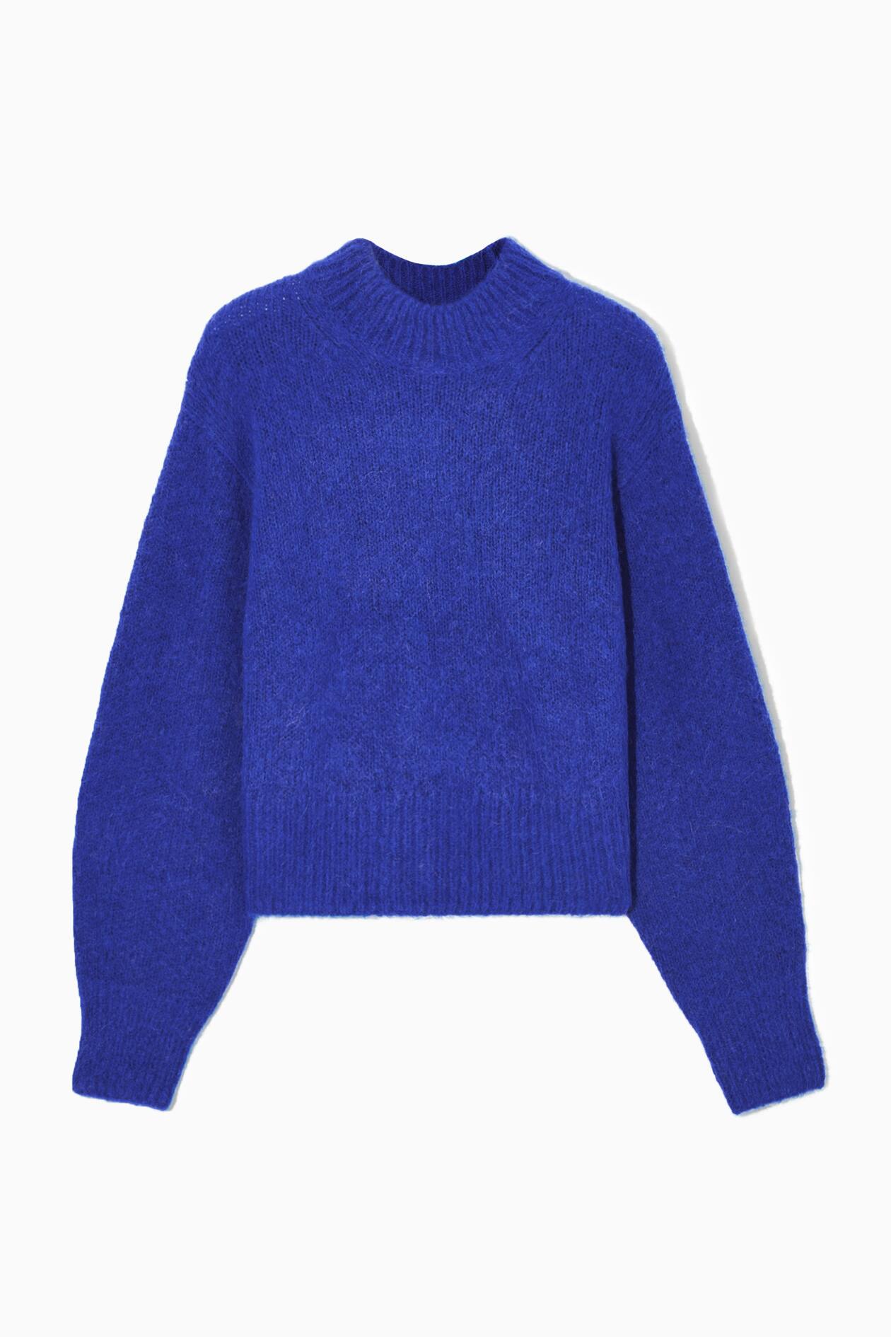CROPPED ALPACA-BLEND MOCK-NECK JUMPER - BRIGHT BLUE - Ladies | H&M GB