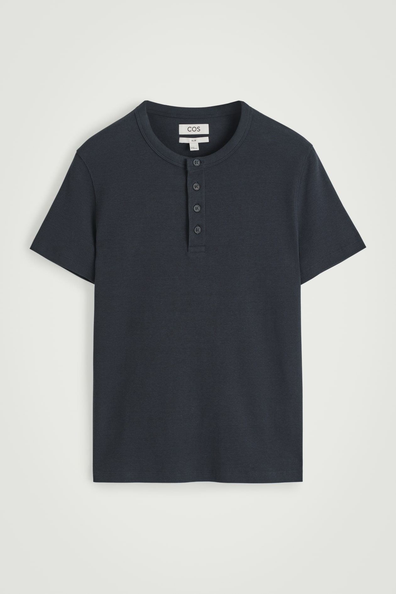 SCHMALES, GERIPPTES HENLEY-T-SHIRT - NAVYBLAU - Men | H&M AT