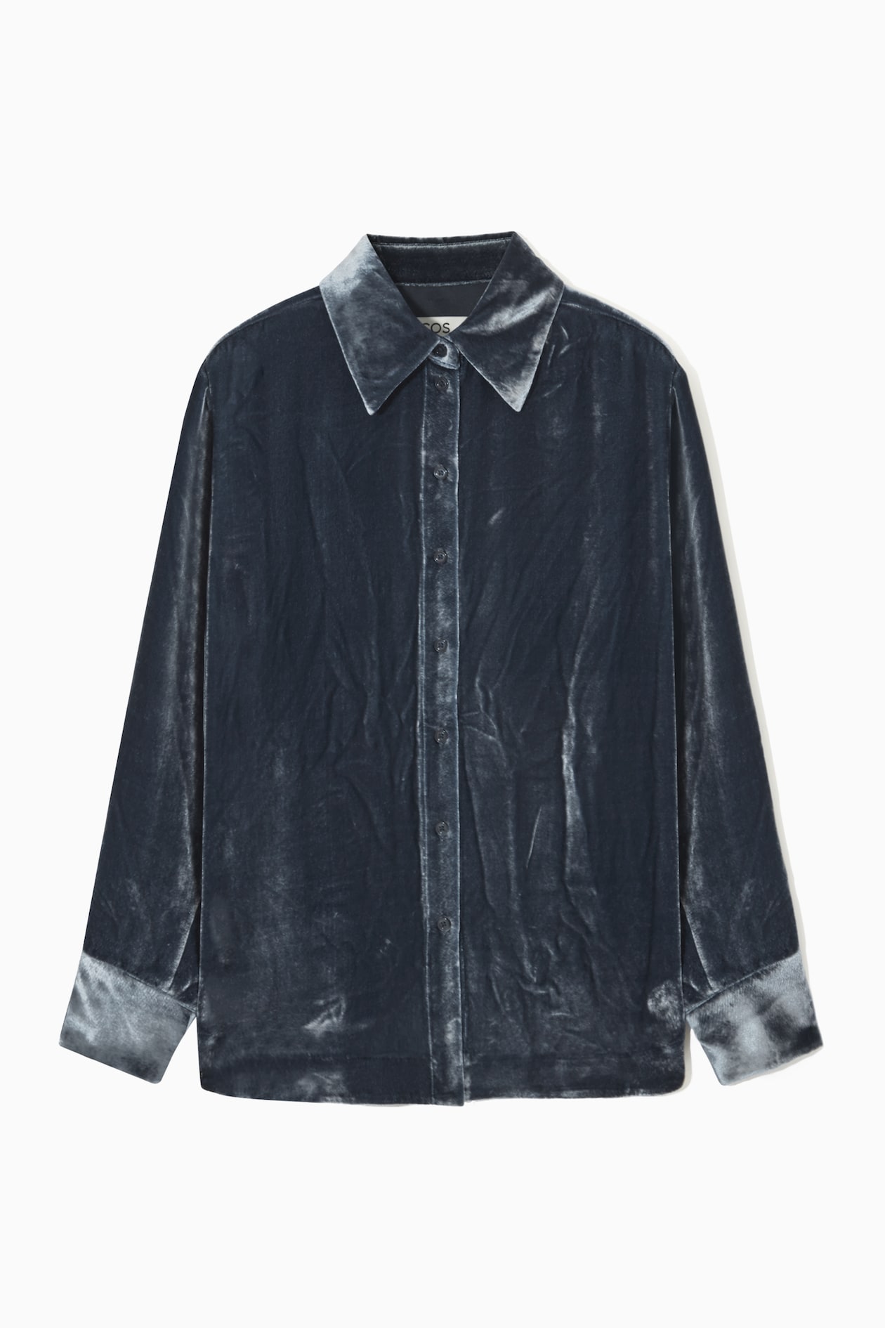 RELAXED-FIT VELVET SHIRT - Long sleeve - Regular length - NAVY - Ladies ...