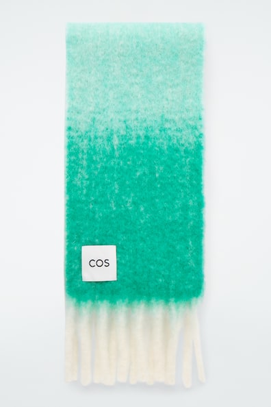 FRINGED BRUSHED-MOHAIR SCARF - GREEN / APRICOT / OMBRÉ - Ladies | H&M GB