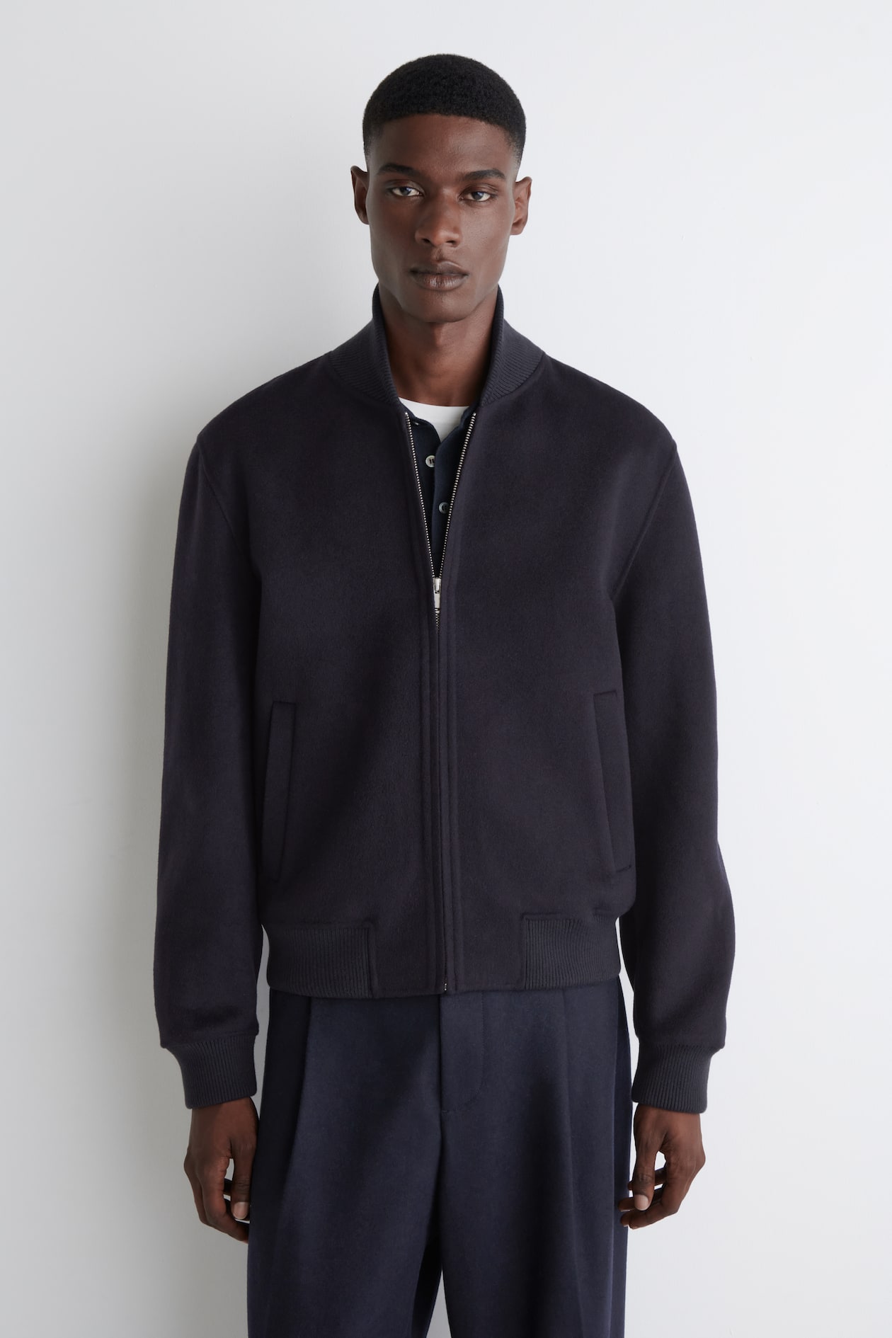 SPLIT WOOL BOMBER JACKET - NAVY - Men | H&M GR