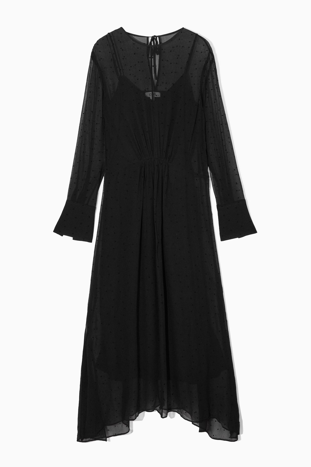 POLKA-DOT SILK-CHIFFON MIDI DRESS - BLACK - DAME | H&M NO