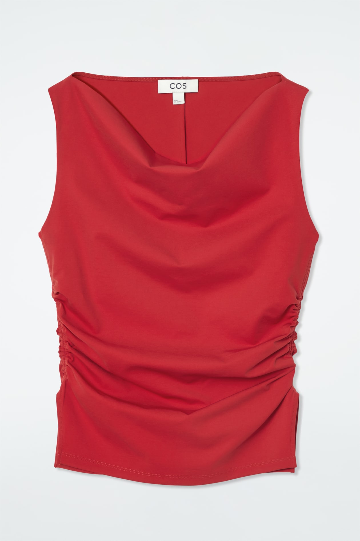 COWL-NECK GATHERED SLEEVELESS TOP - RED - Ladies | H&M GB