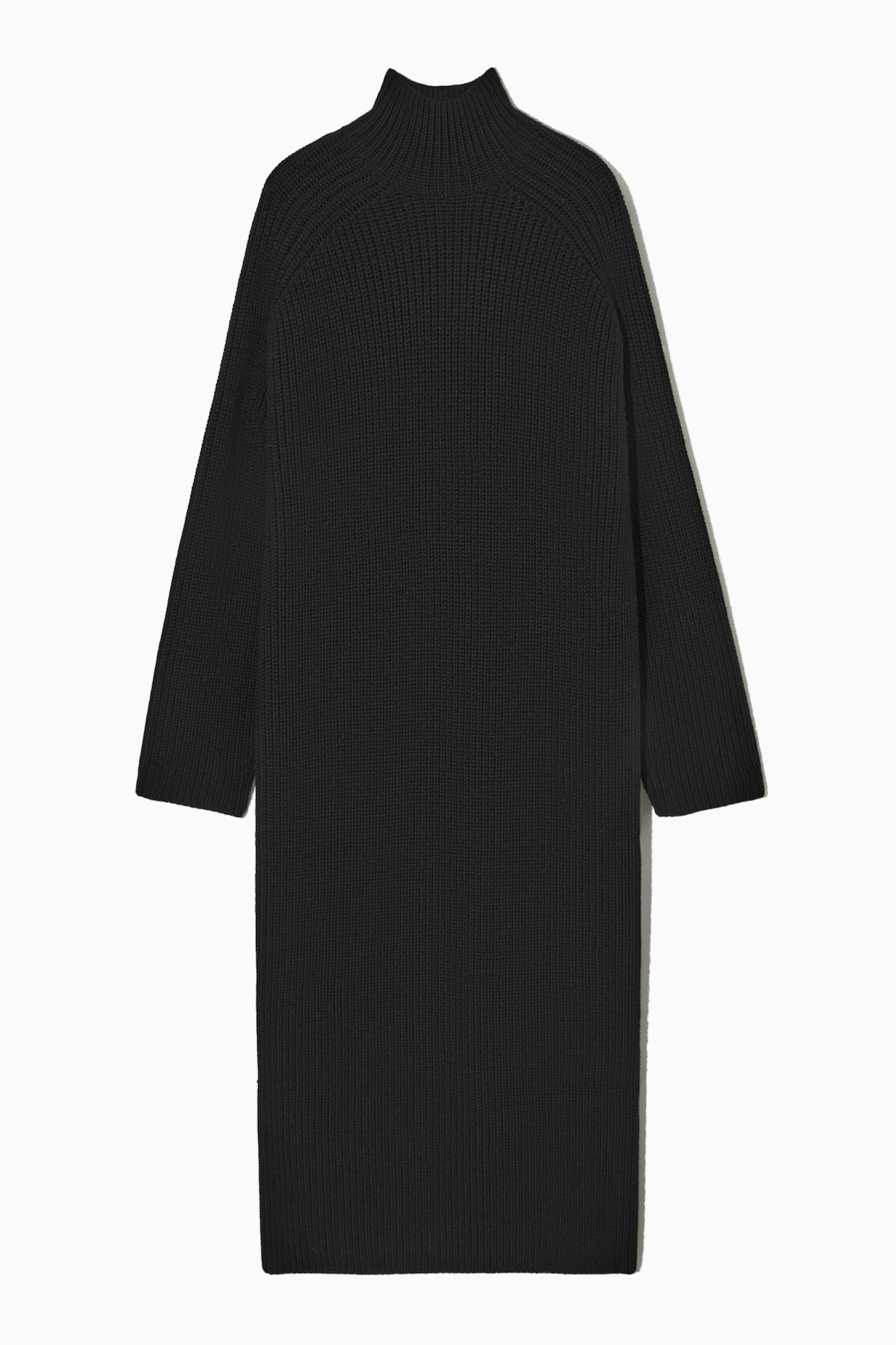 HEAVYWEIGHT RIBBED-KNIT WOOL JUMPER DRESS - BLACK - Ladies | H&M GB