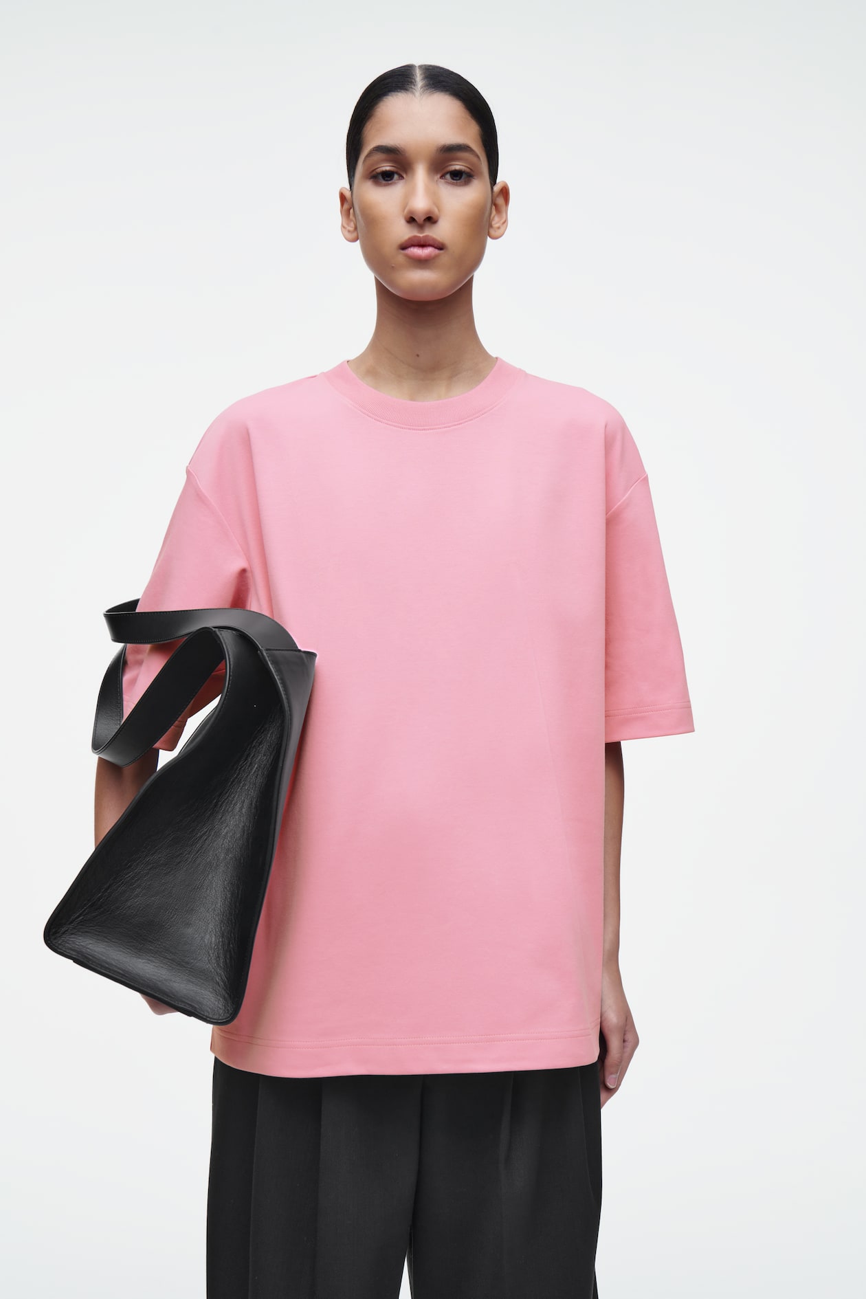OVERSIZED KATOEN T-SHIRT - ROZE - DAMES | H&M BE