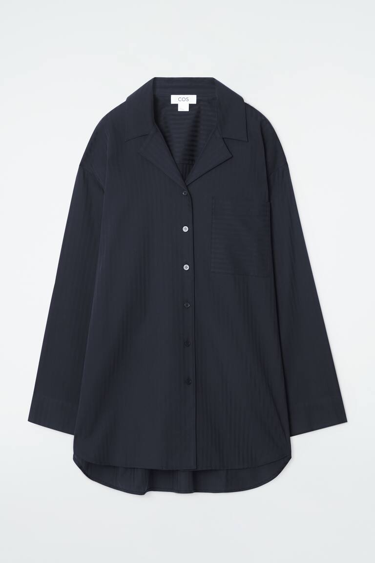 STRIPED COTTON PYJAMA SHIRT - NAVY / STRIPED - Ladies | H&M GB