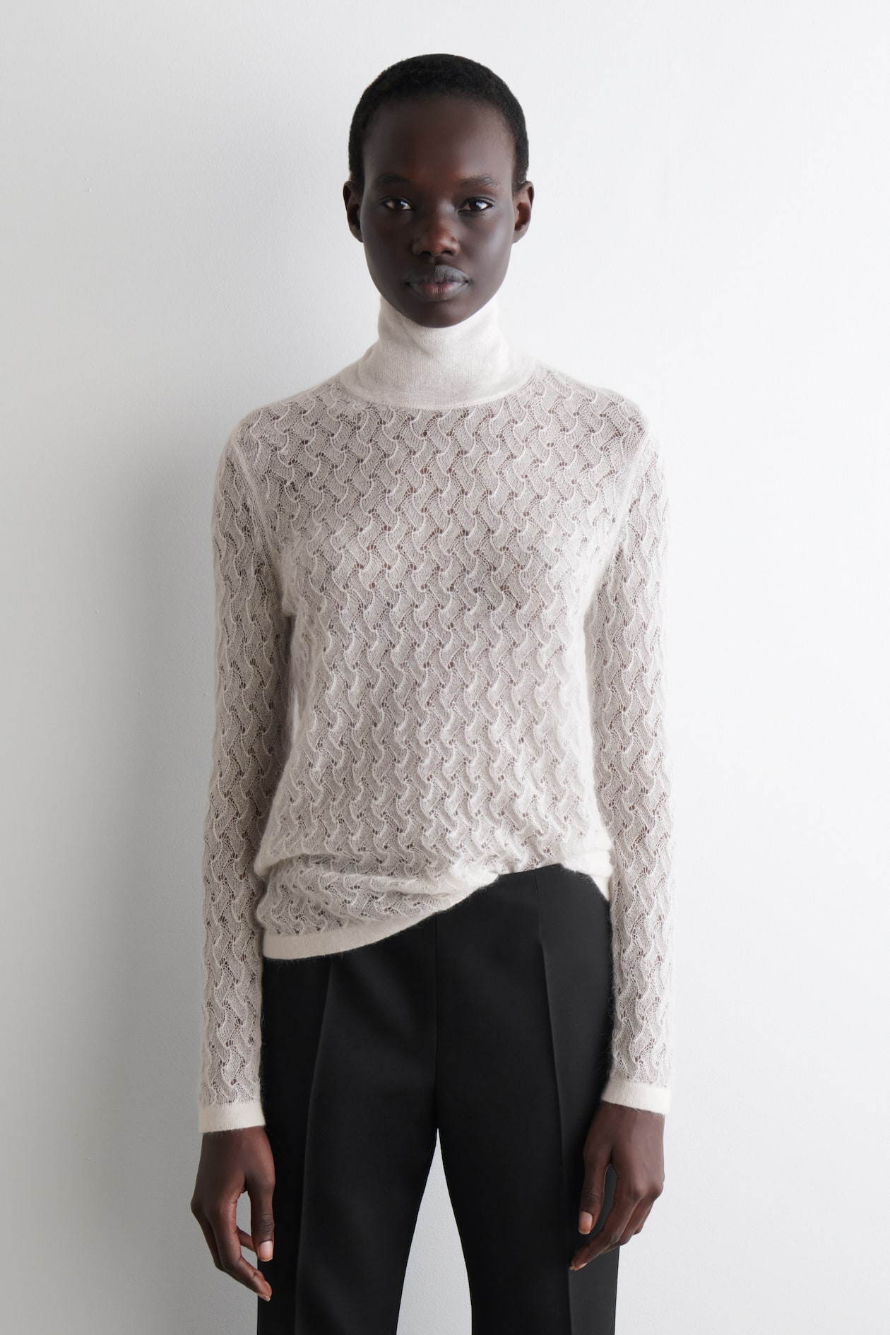 POINTELLE-KNIT MOHAIR JUMPER - IVORY - Ladies | H&M GB