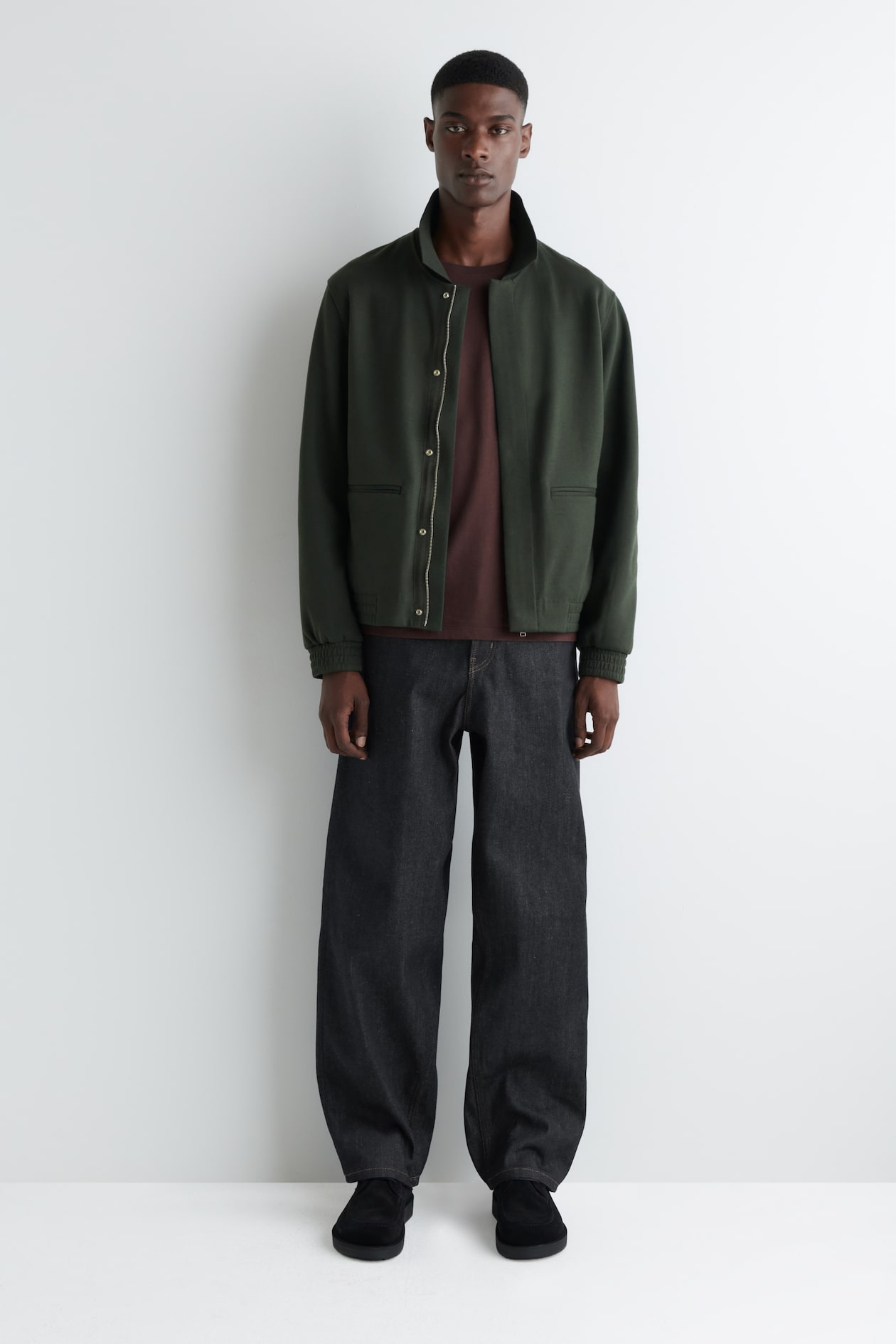 JERSEY HARRINGTON JACKET - DARK GREEN - Men | H&M GB