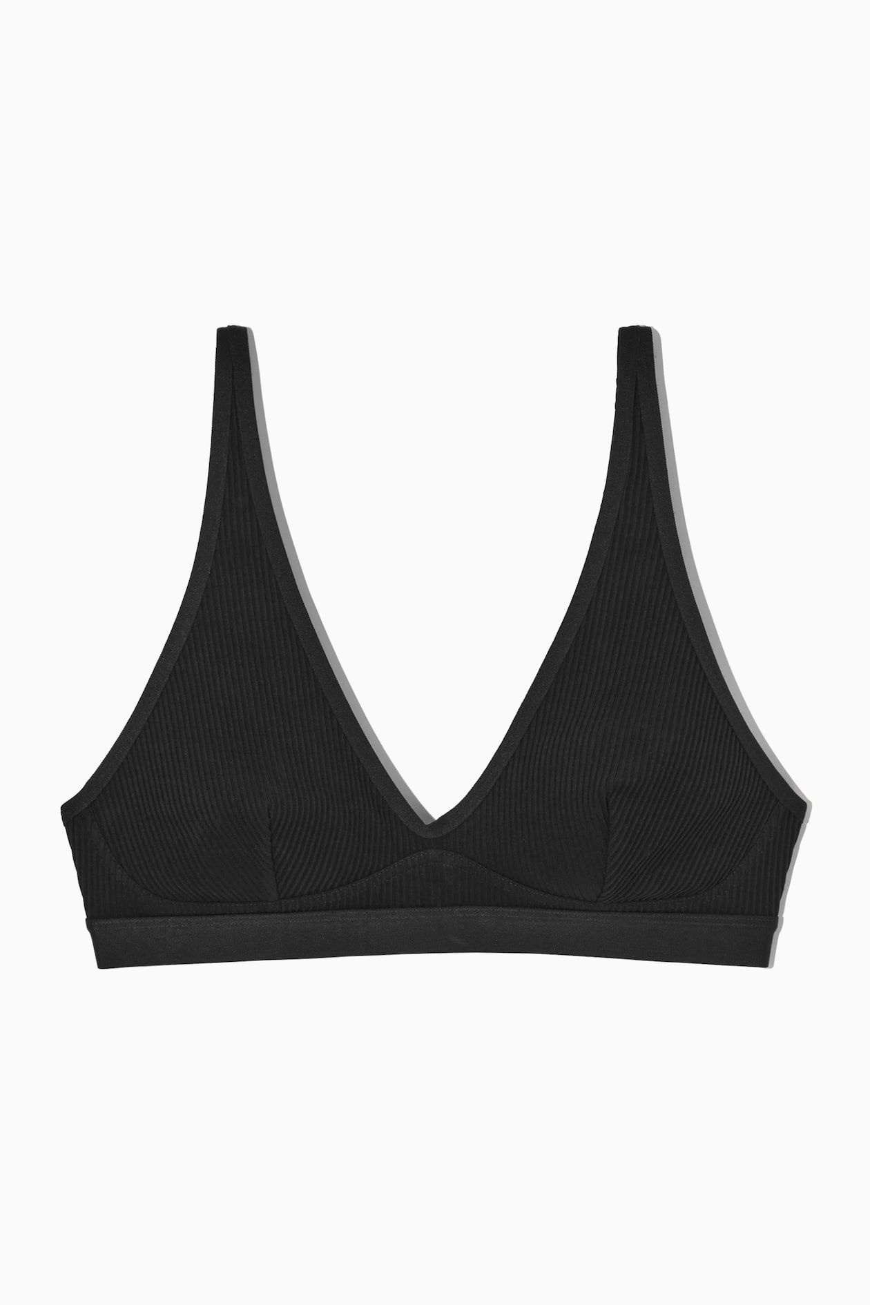 CONTOURING RIBBED TRIANGLE BRA - V-hals - BLACK - DAMES | H&M NL