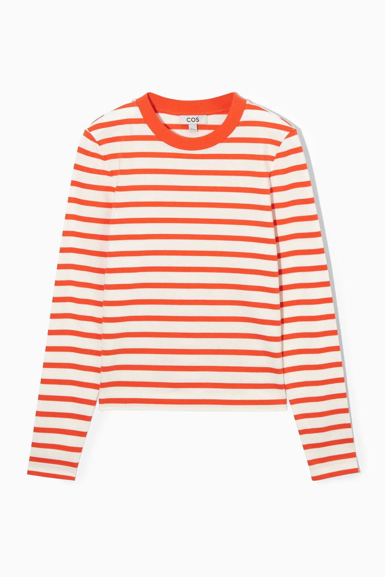 CLEAN CUT REGULAR LONG-SLEEVED T-SHIRT - ORANGE / WHITE / STRIPED ...