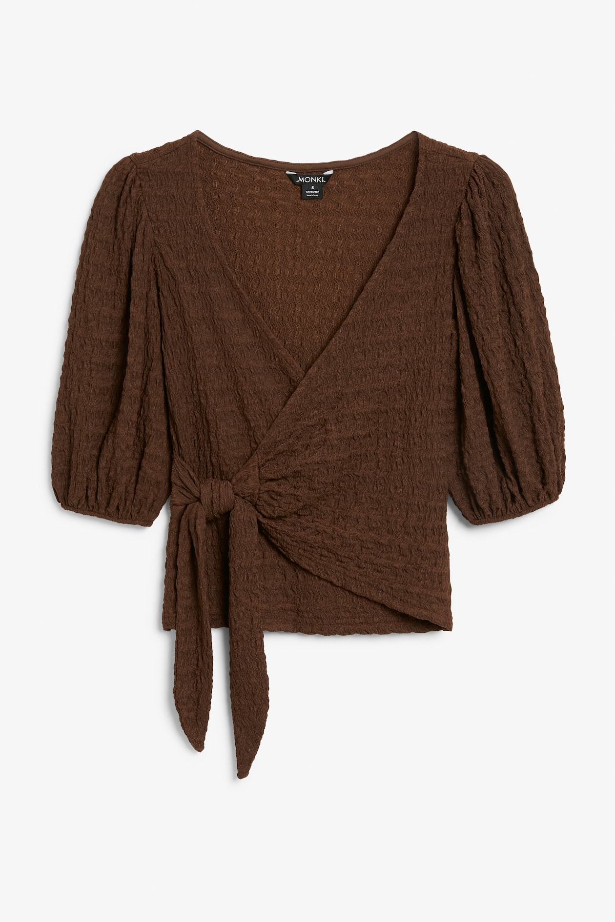 Wrap top with puff sleeves - Brown - Ladies | H&M GB