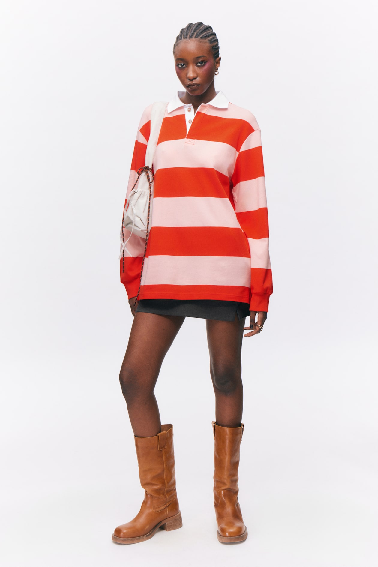 Långärmad rugby-miniklänning - Röd/rosa-randig - DAM | H&M SE