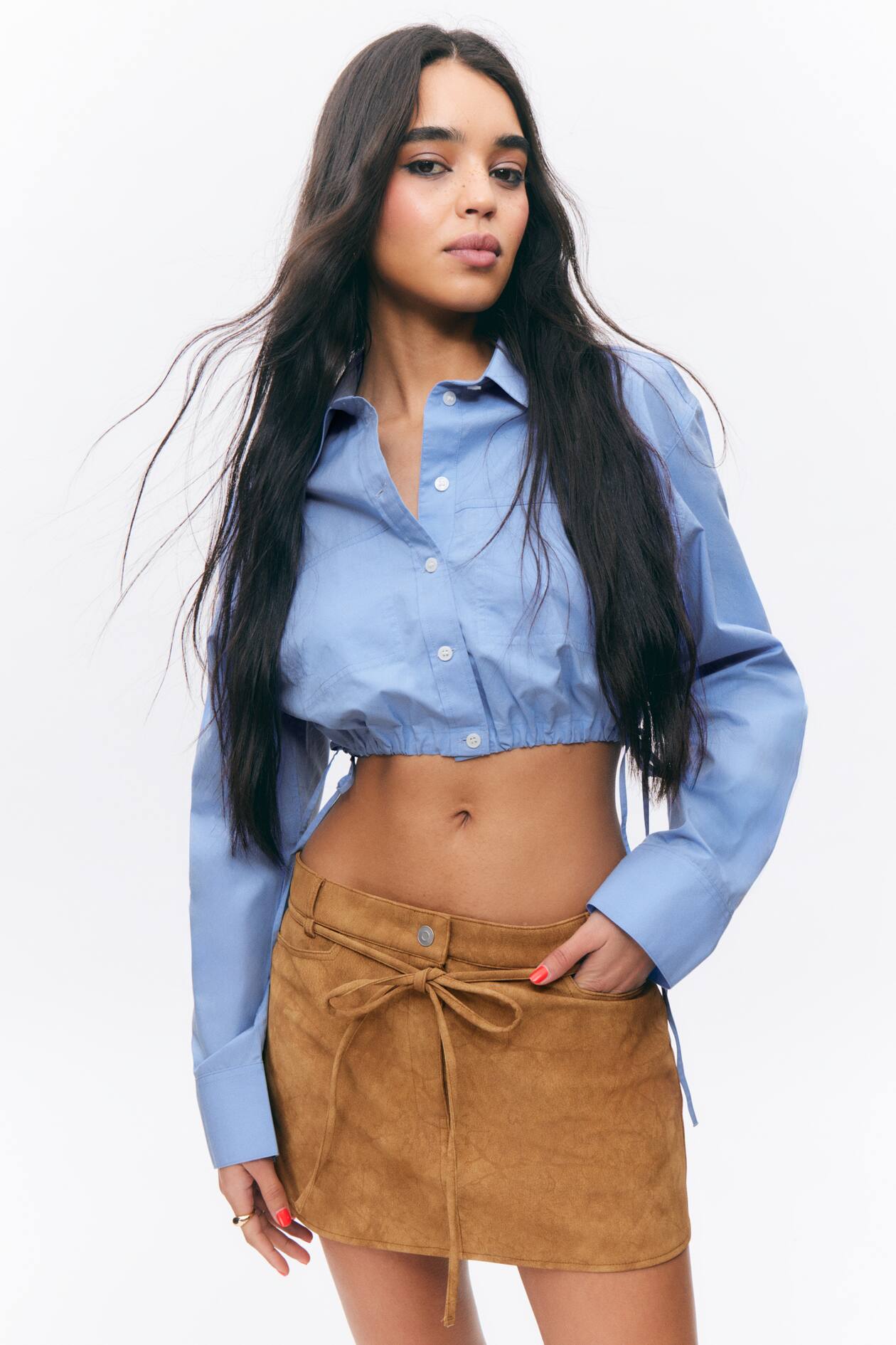 Mini-jupe taille basse daim vegan - Marron - FEMME | H&M BE