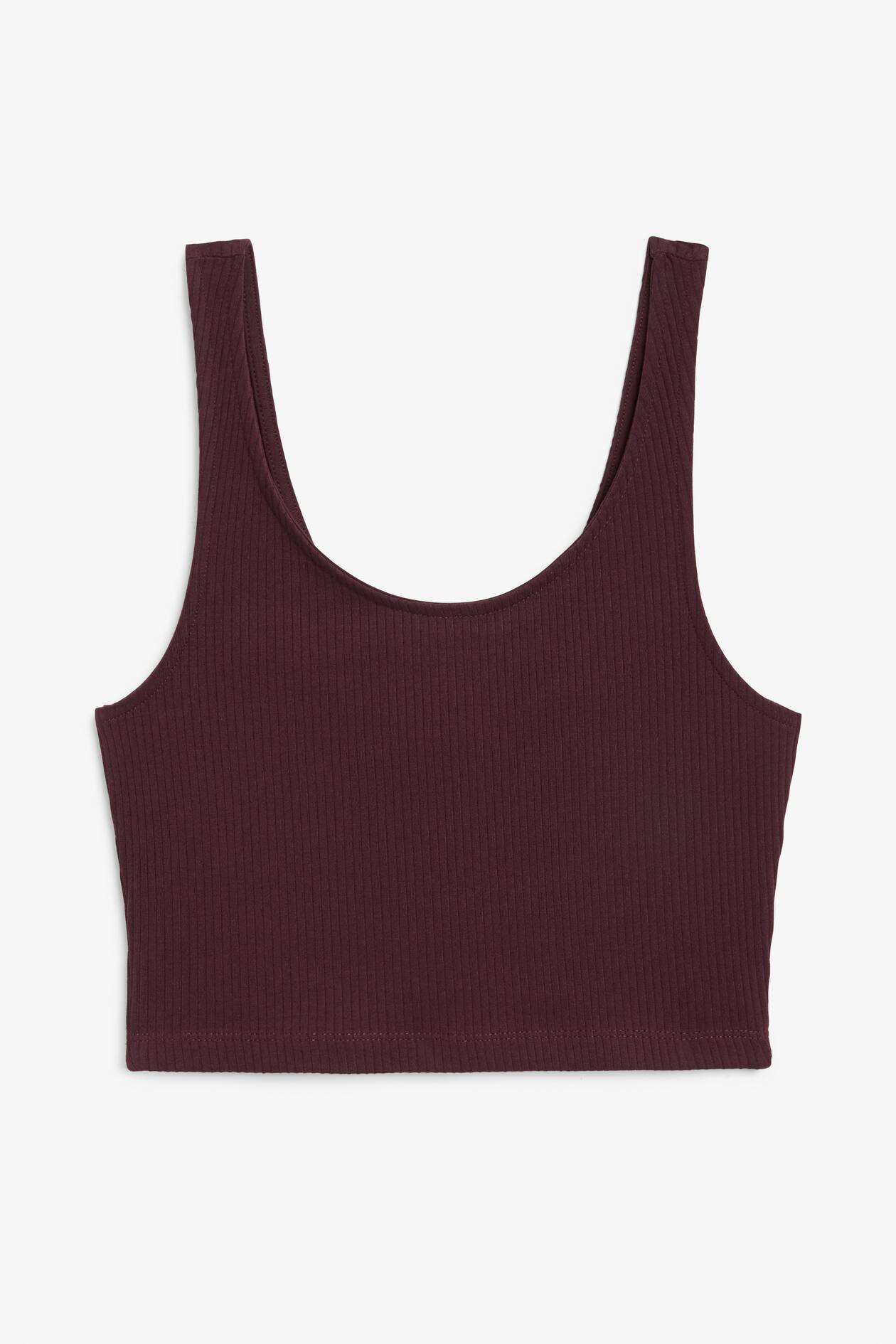 Ribbed crop top - Dark red - Ladies | H&M GB