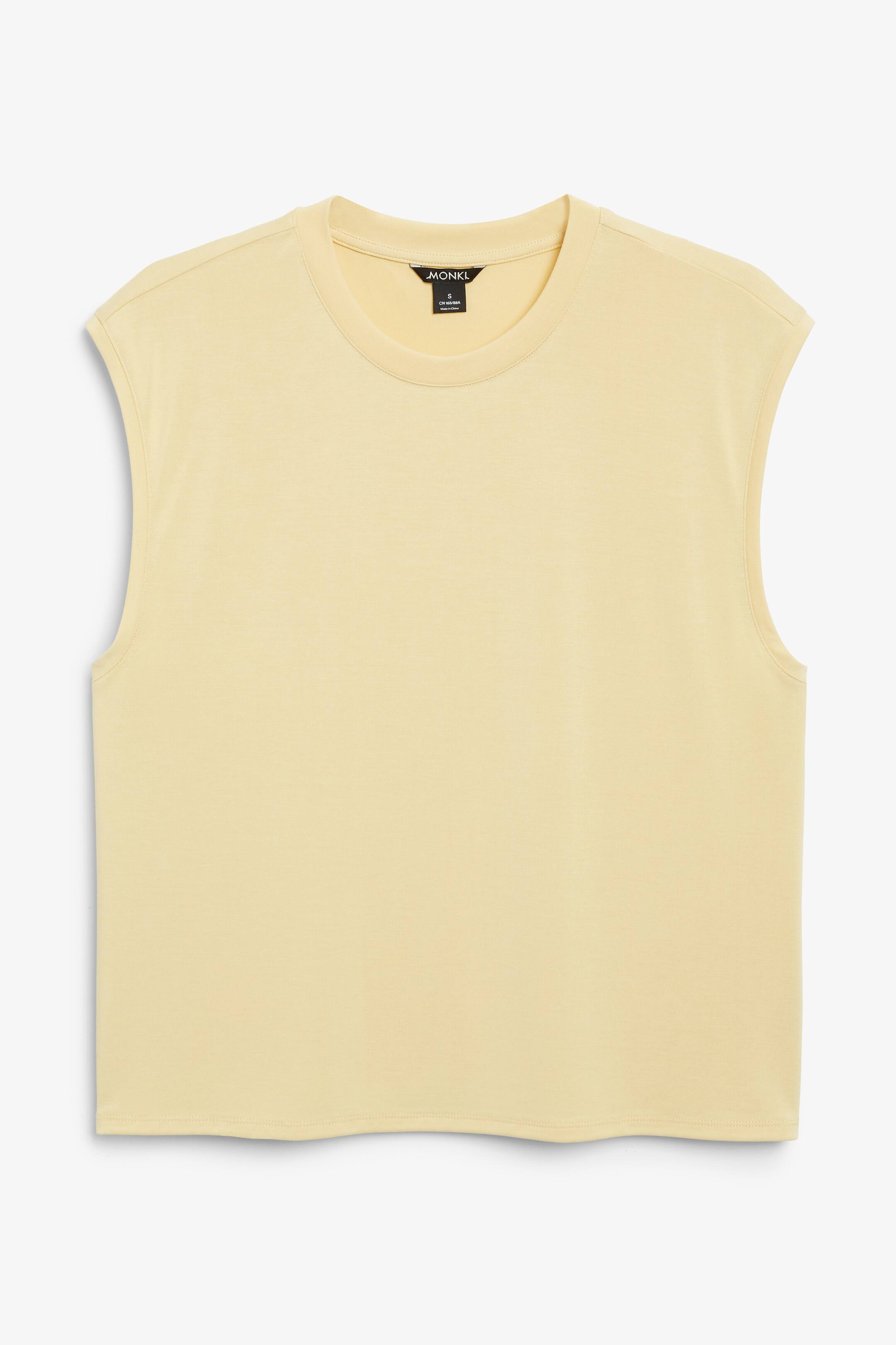 Soft cropped tank top - Rundhalset - Ermeløs - Dusty yellow - DAME | H&M NO