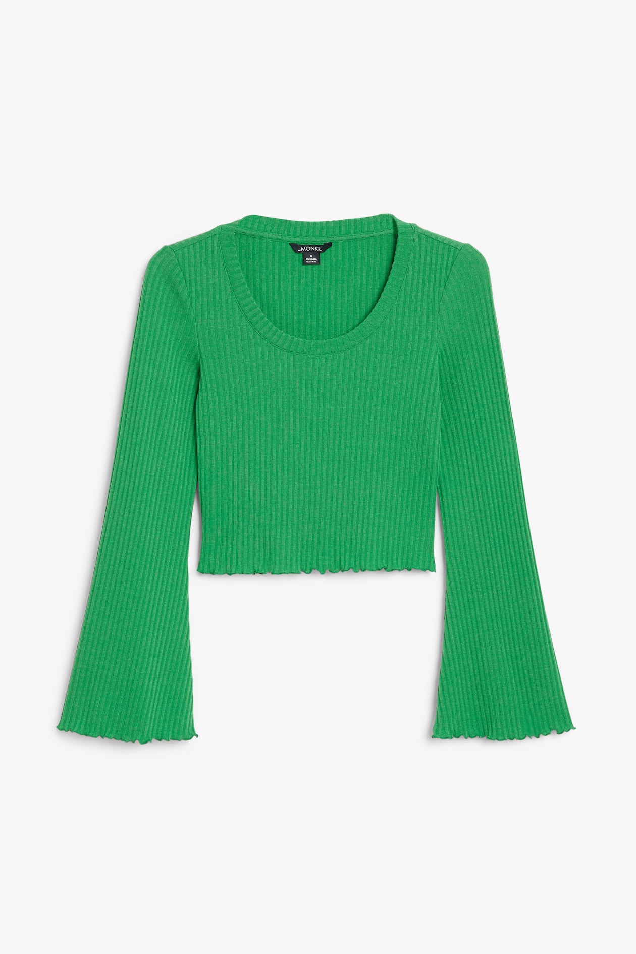Flared sleeve ribbed top - Green - Ladies | H&M GB