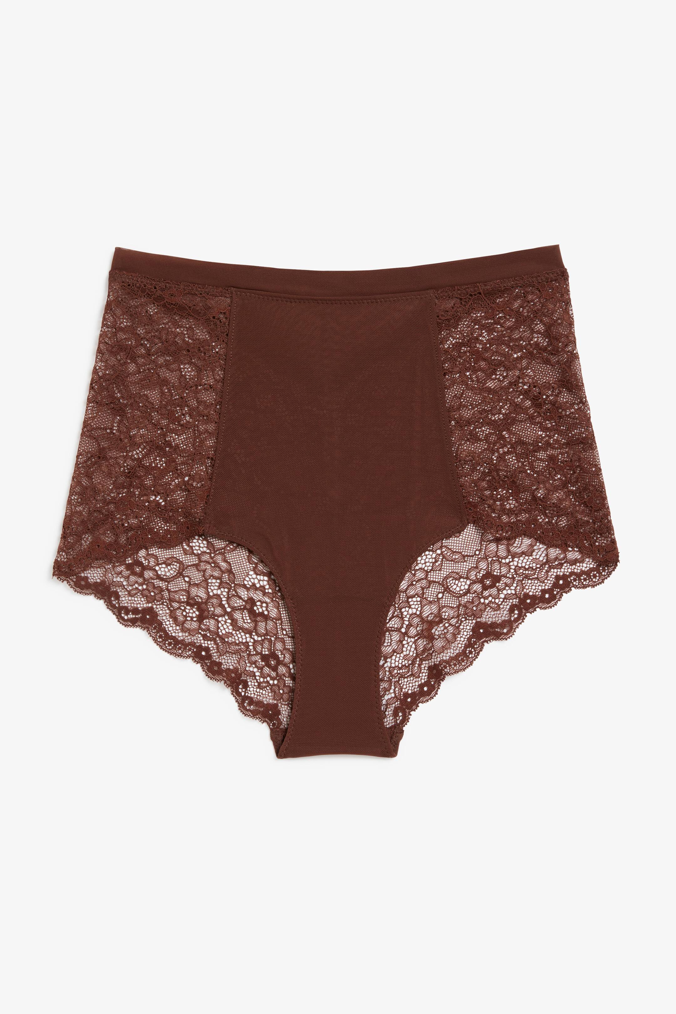 High waist lace briefs - Cacao - Ladies | H&M GB