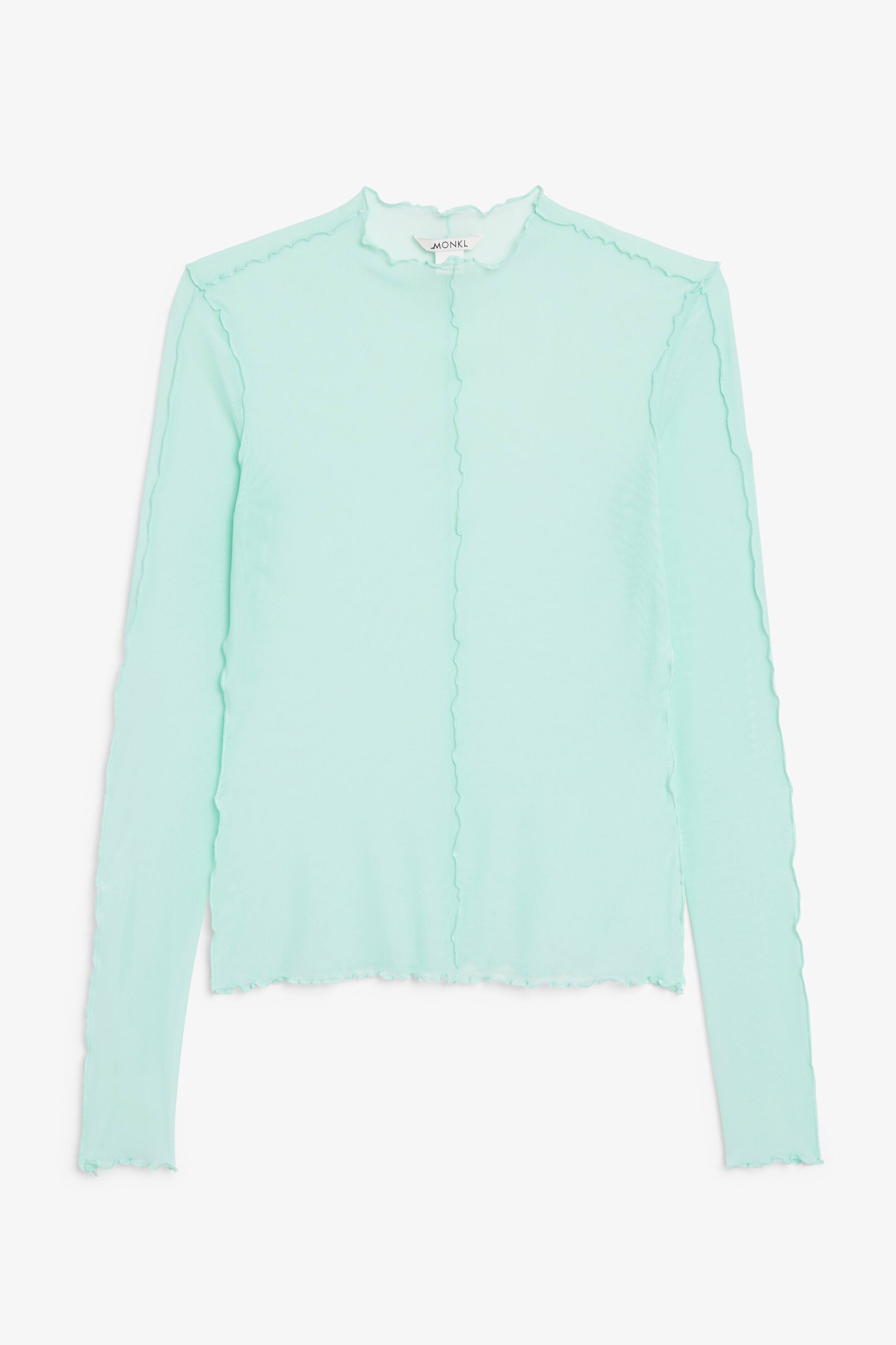 Long-sleeve mesh top - Pastel turquoise - Ladies | H&M GB