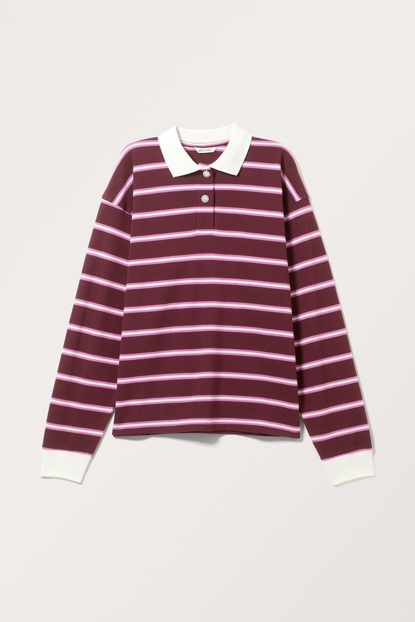Long Sleeve Rugby Polo Top - Burgundy - Ladies | H&M GB