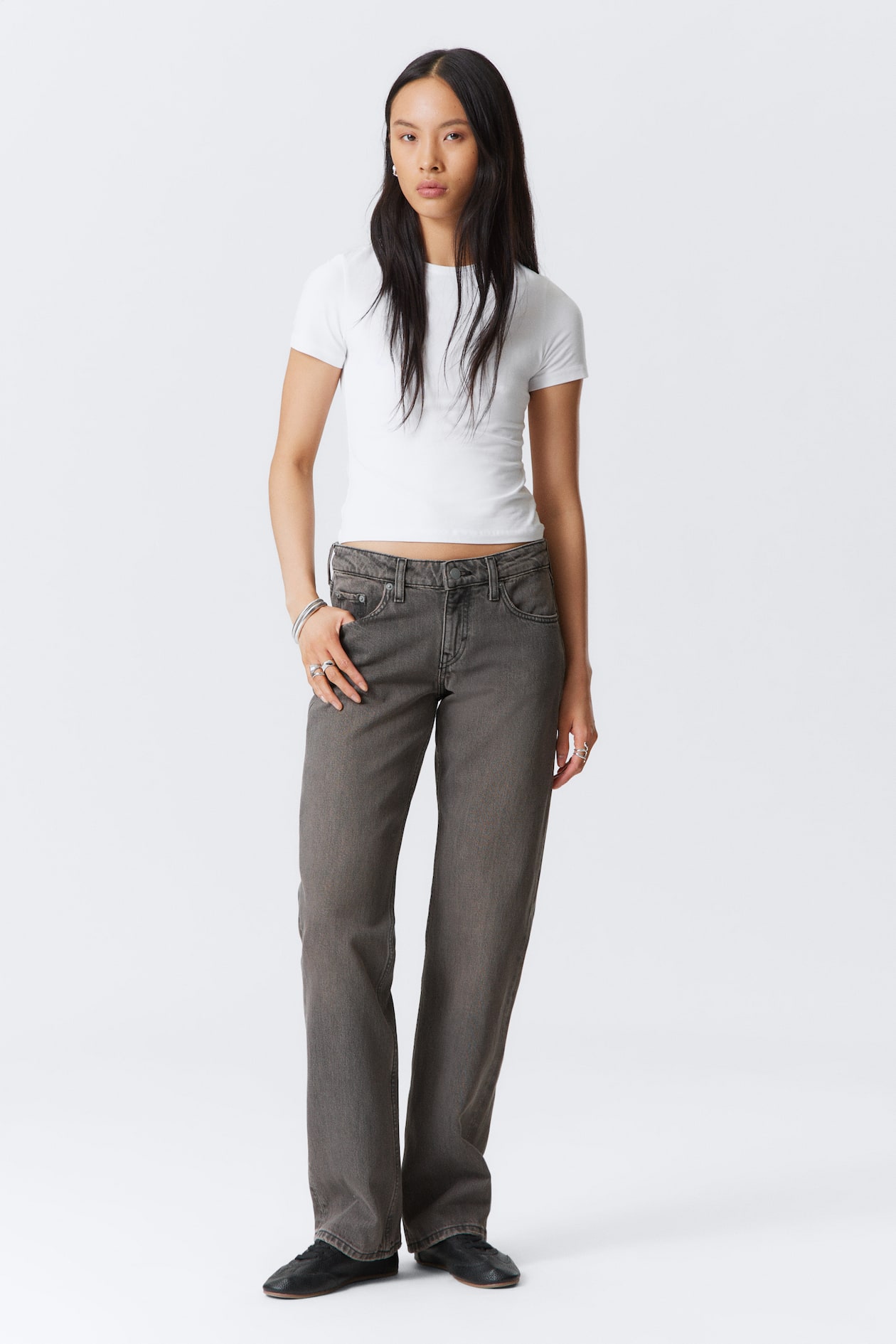 Arrow Low Rise Regular Straight Leg Jeans - Clay Grey - Grey - Ladies ...