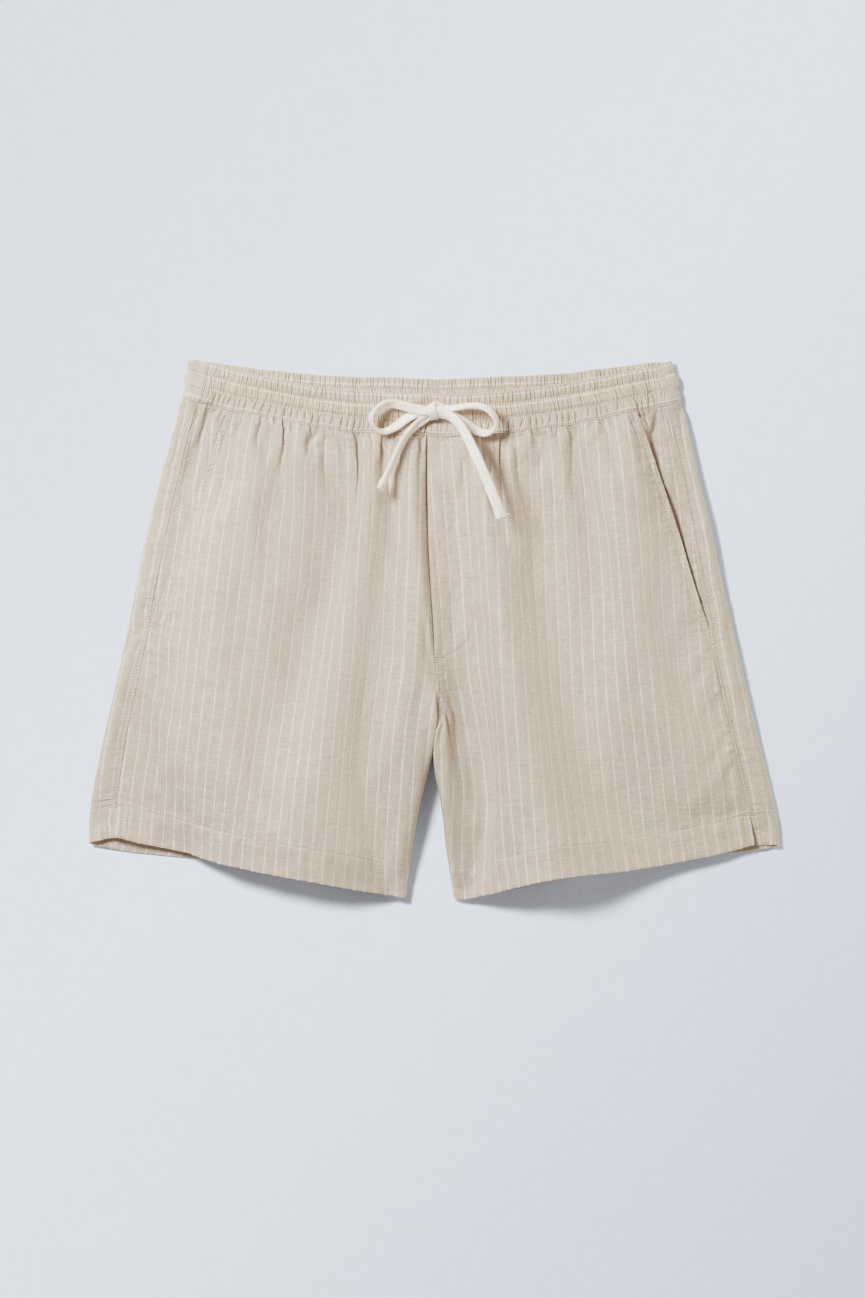 Striped Linen Blend Shorts - Beige Stripe - Men | H&M GB