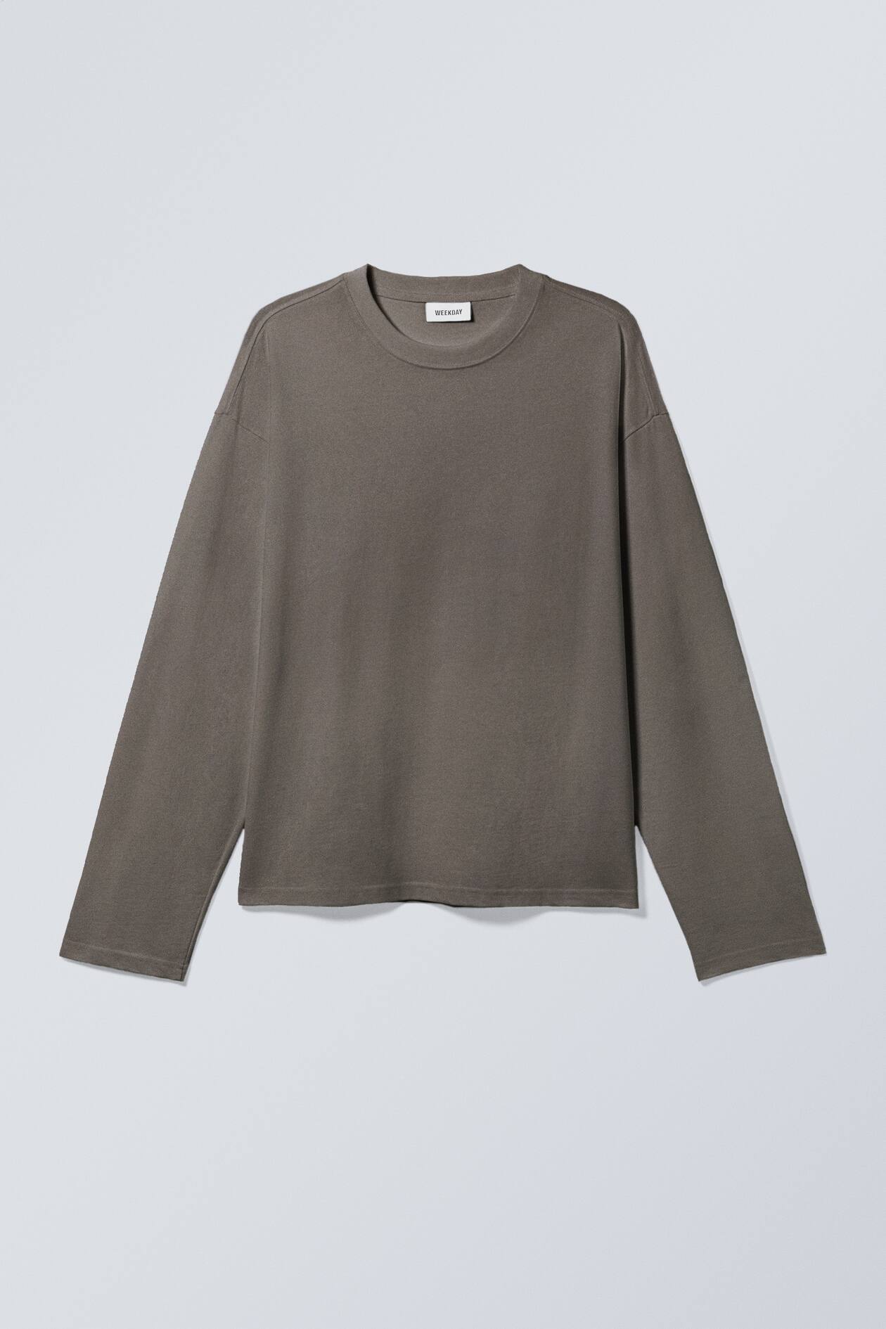 Tolles Longsleeve in Boxy-Passform - Dunkles Graubraun - Men | H&M DE