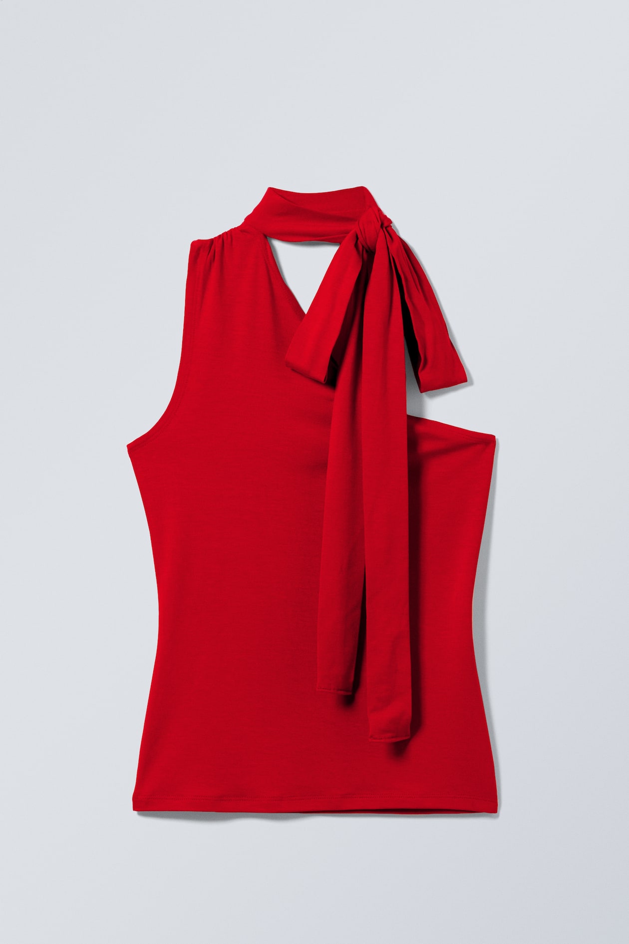 Lyocell enskuldret topp med knyting - Rød - DAME | H&M NO