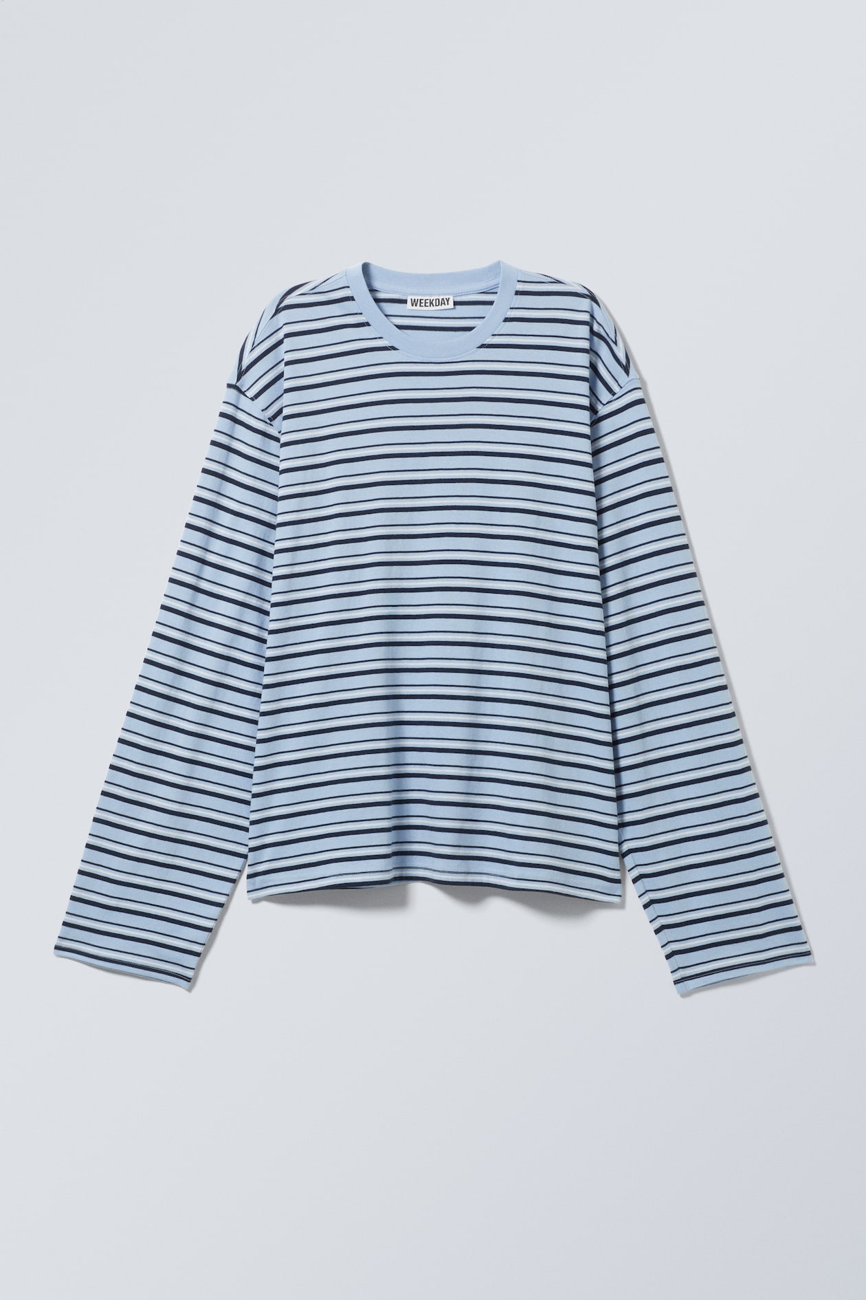 Boxy Fit Long-Sleeved Striped T-shirt - Striped Light Blue - Ladies | H&M GB