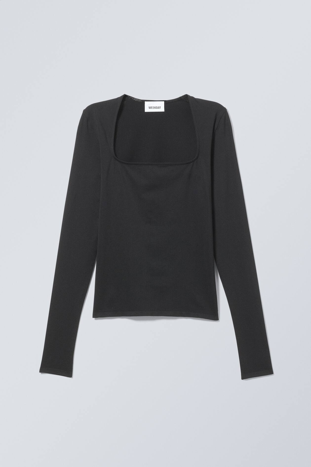 Square Neck Longsleeve Top - Black - Ladies | H&M GB