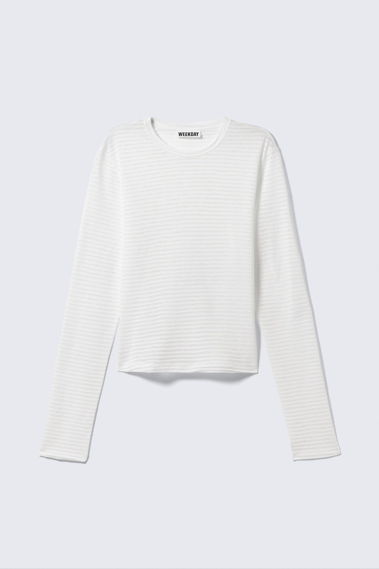 Sheer Ribbed Long-Sleeved Top - White - Ladies | H&M GB
