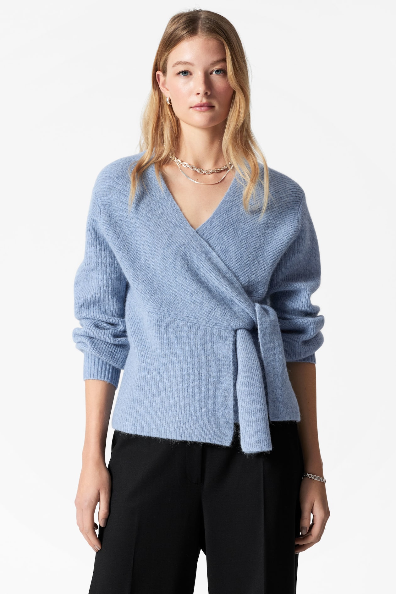 Gilet cache-cœur en mélange d’alpaga - Bleu - FEMME | H&M FR