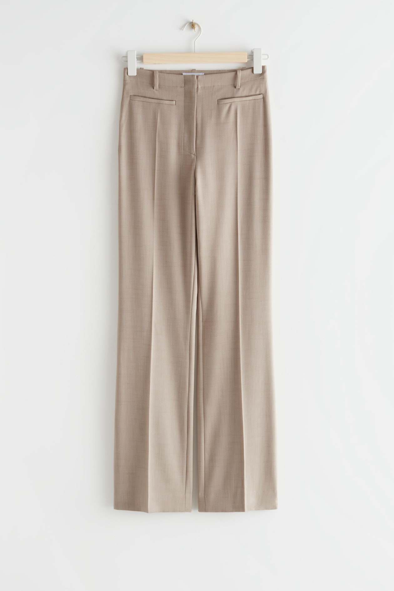 High Waist Press Crease Trousers - Beige - Ladies | H&M GB