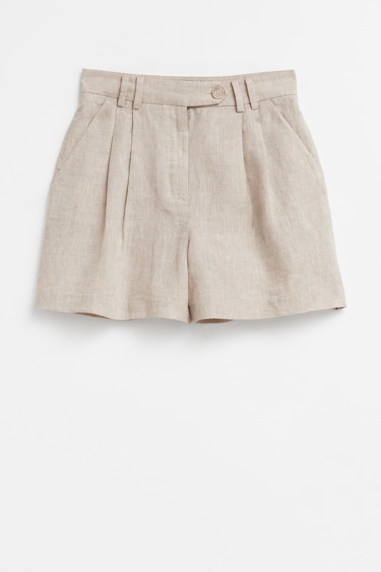 Relaxed Linen Shorts - Beige - Ladies | H&M GB