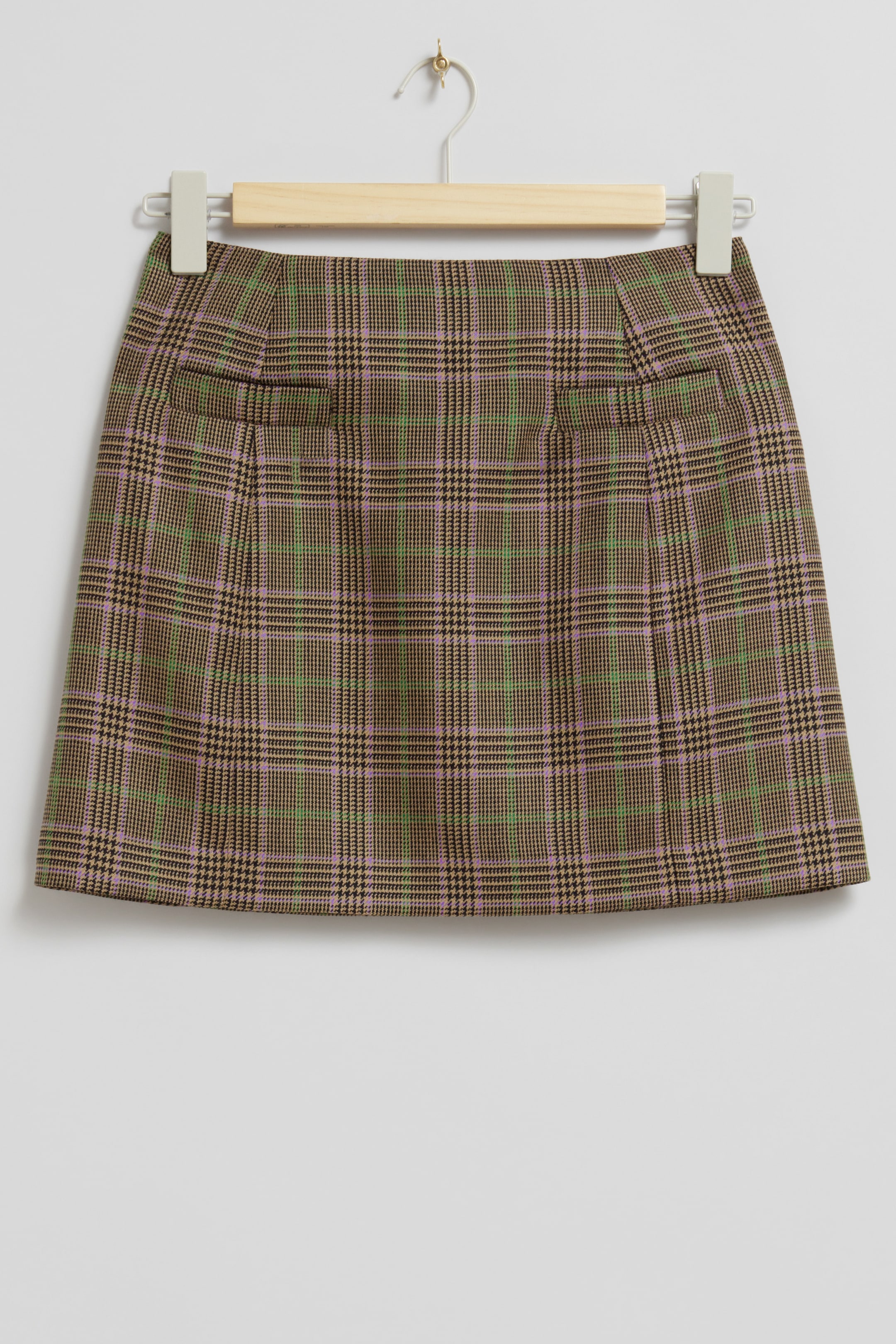 A-Line Mini Skirt - Beige Checks - Ladies | H&M GB