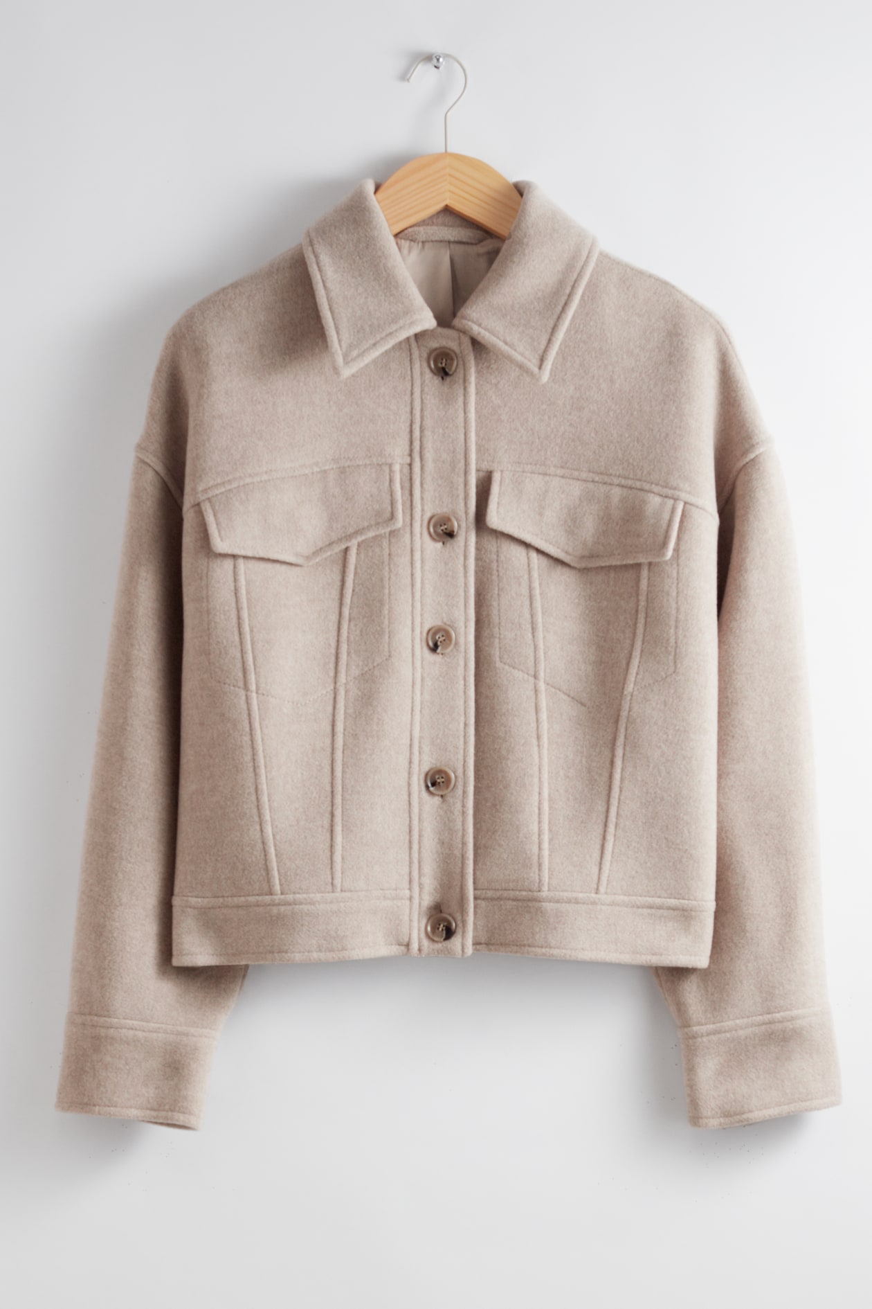 Collared Wool Jacket - Beige - Ladies | H&M GB