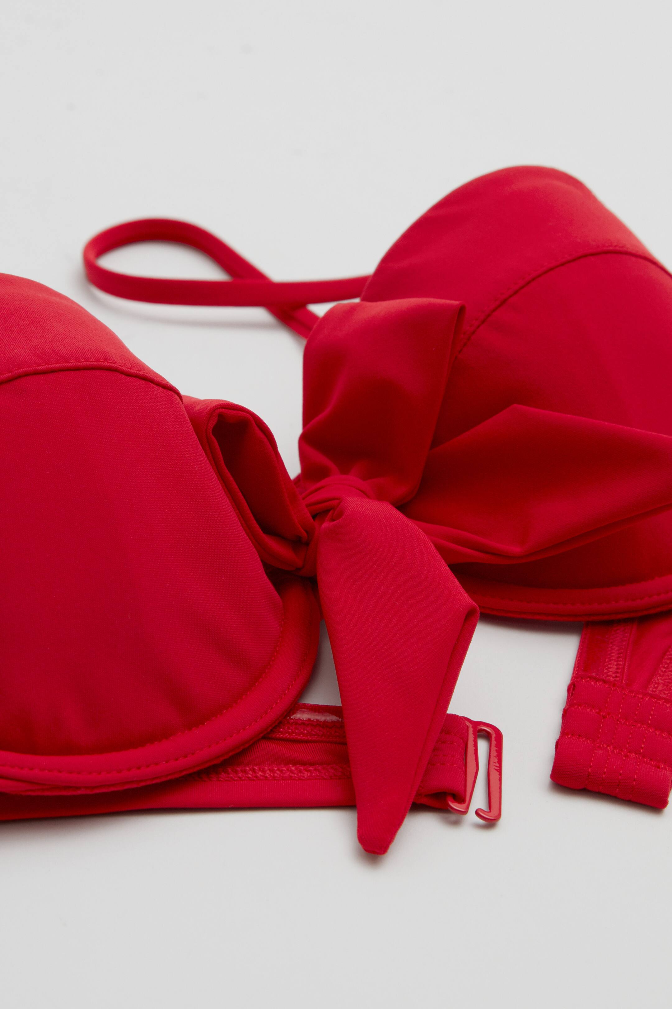 Underwire Balconette Bow Bikini Top - Ruby red - Ladies | H&M GB