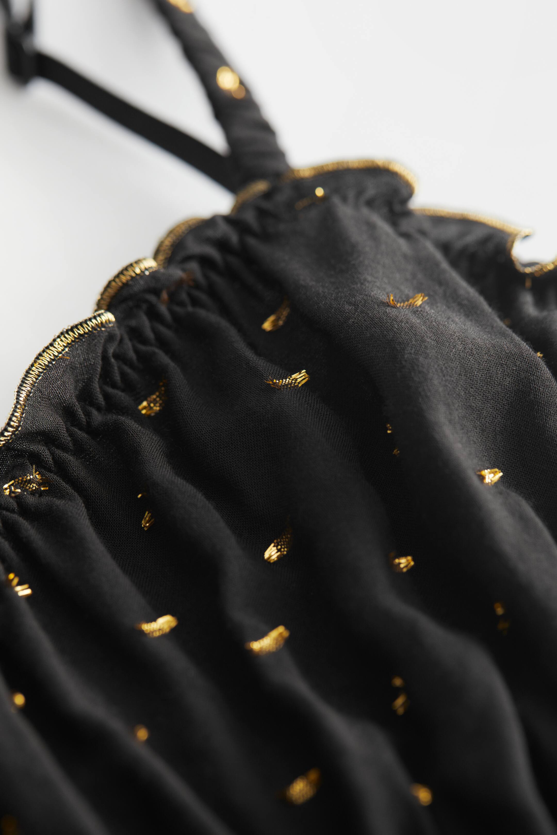 Ruffled Glitter Pattern Soft Bra - Black Glitter - Ladies | H&M GB