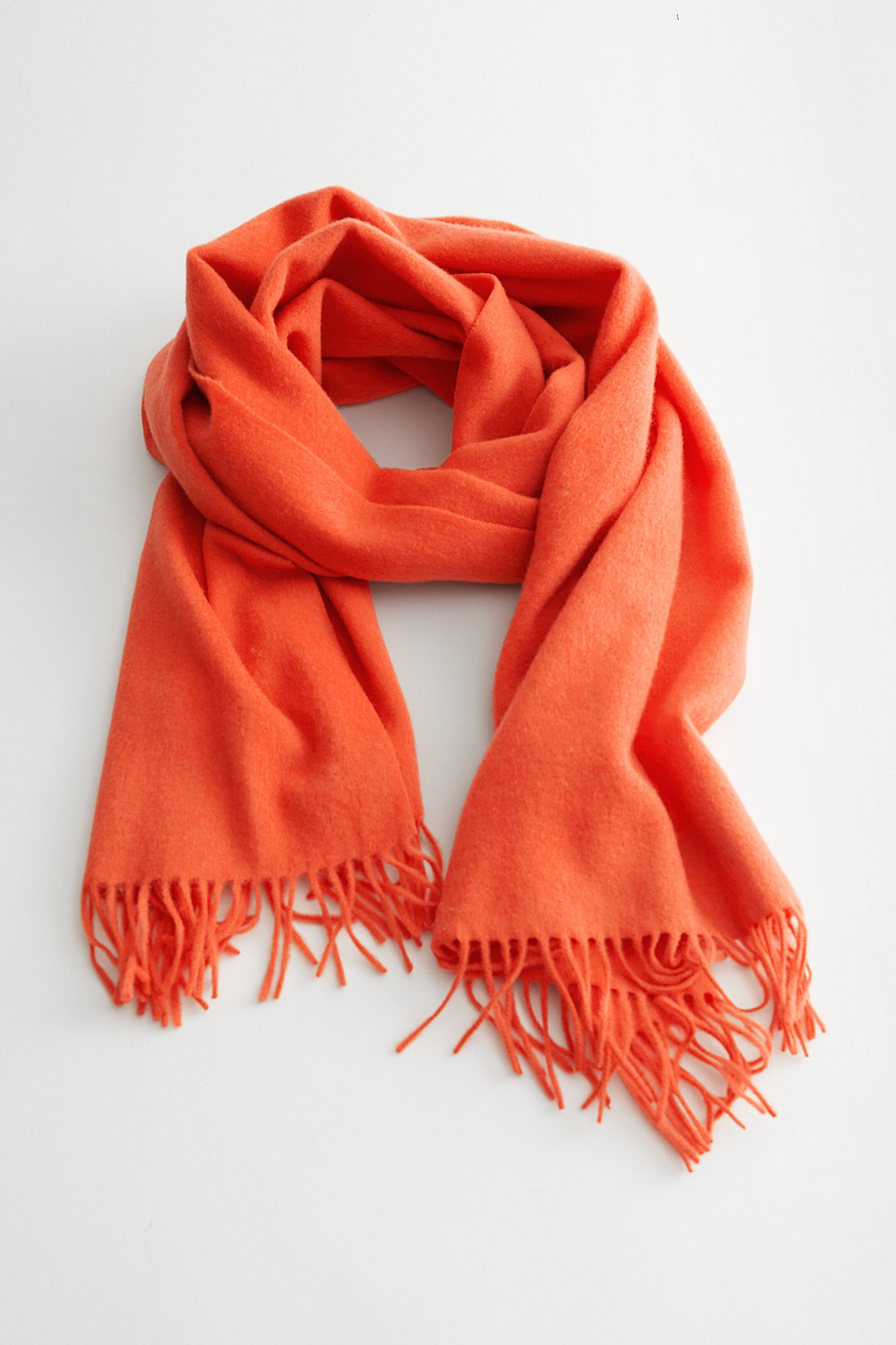 Fringed Wool Blanket Scarf - Warm Orange - Ladies | H&M GB