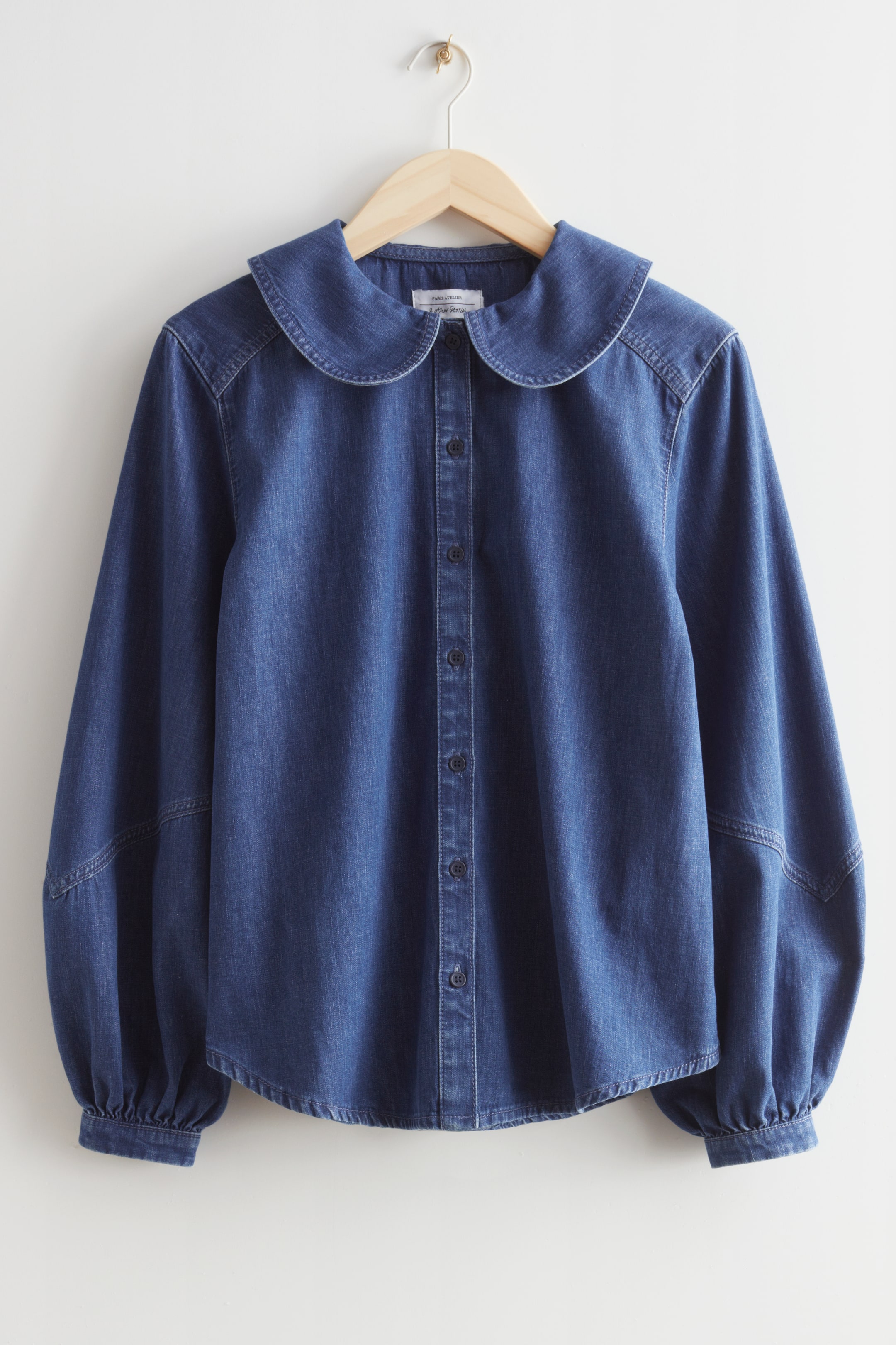 Peter Pan Collar Shirt - Blue Denim - Ladies | H&M GB