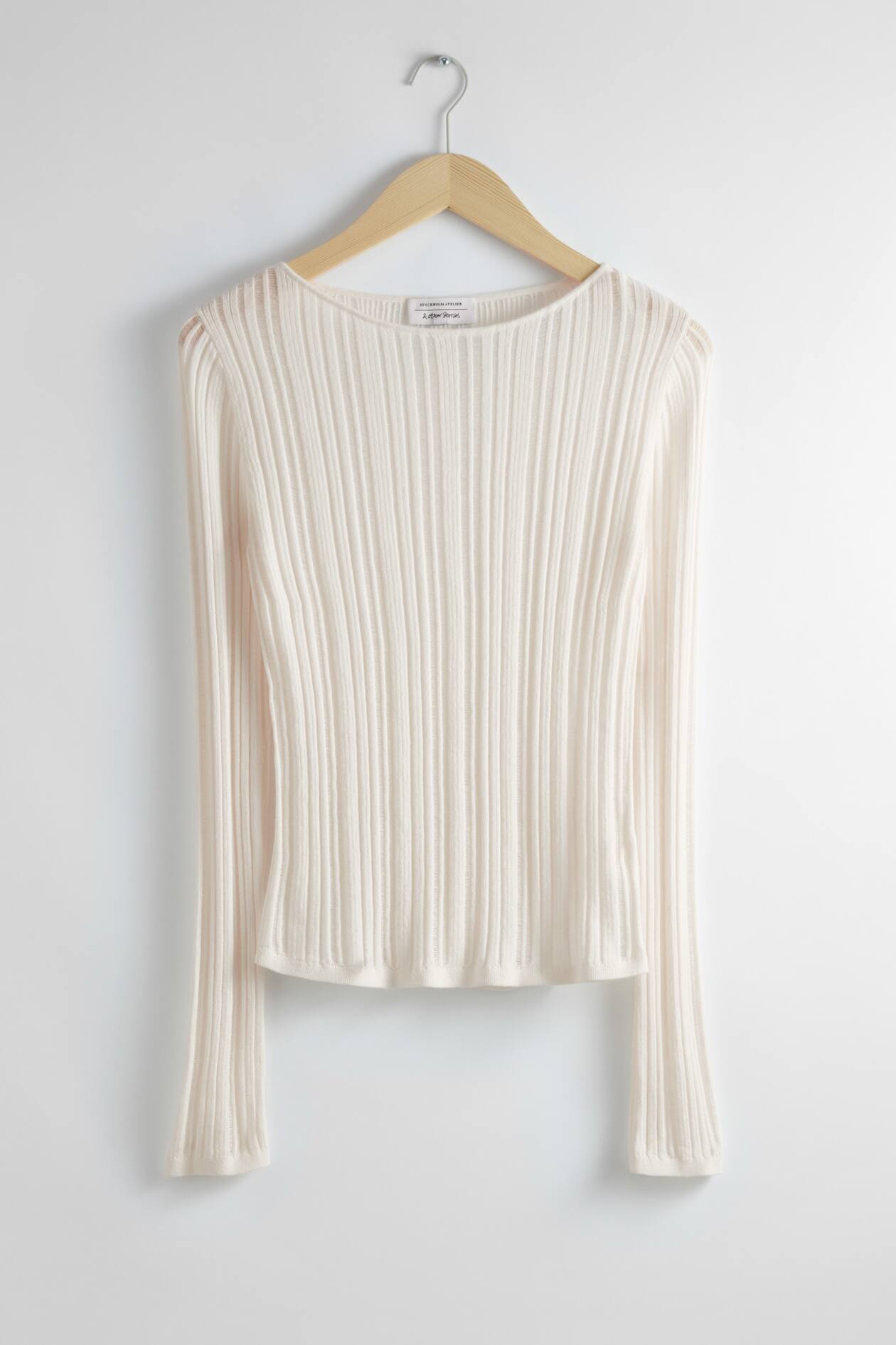 Sheer Rib-Knit Top - Cream - Ladies | H&M GB
