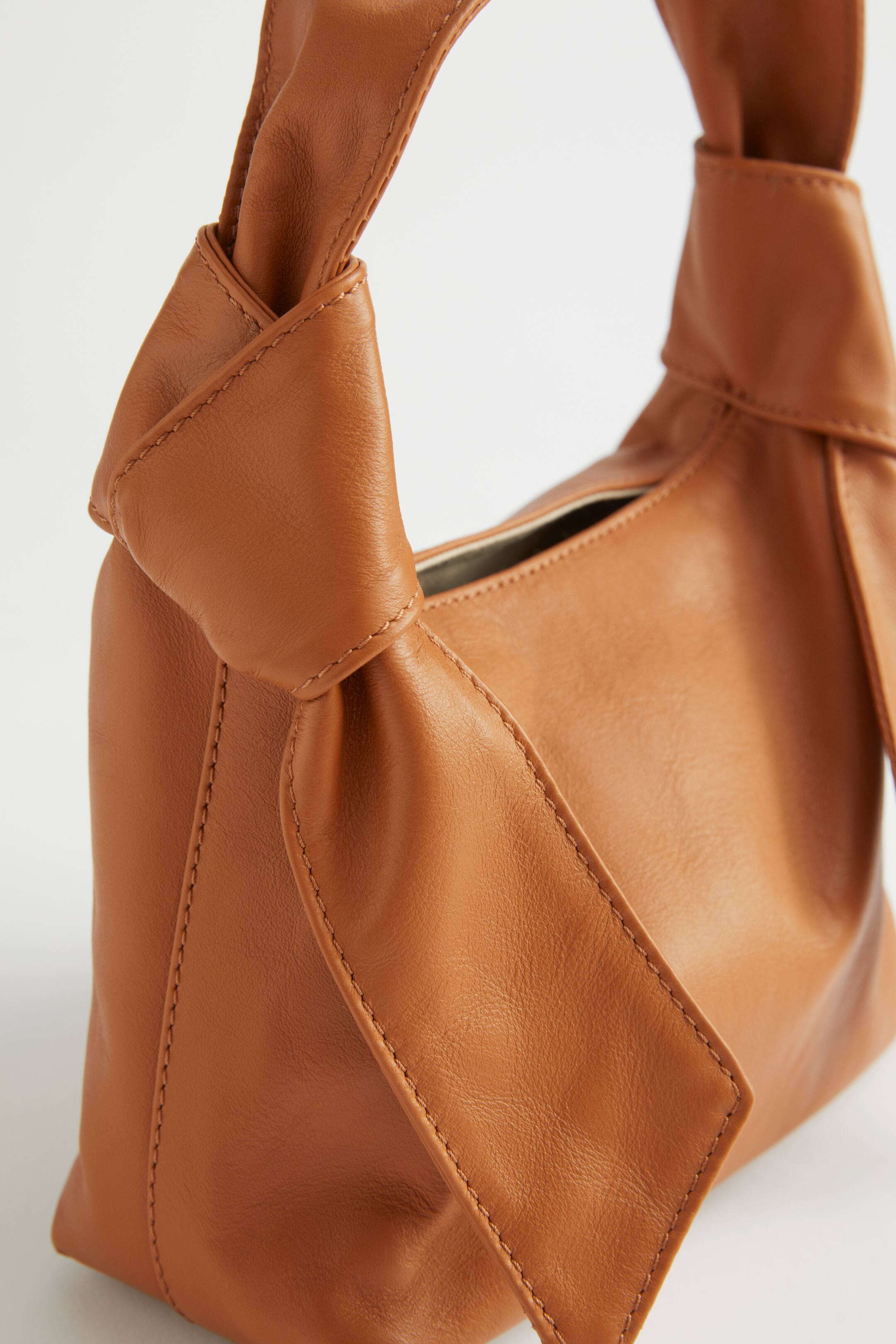 Knotted Leather Small Handbag - Cognac - Ladies | H&M GB