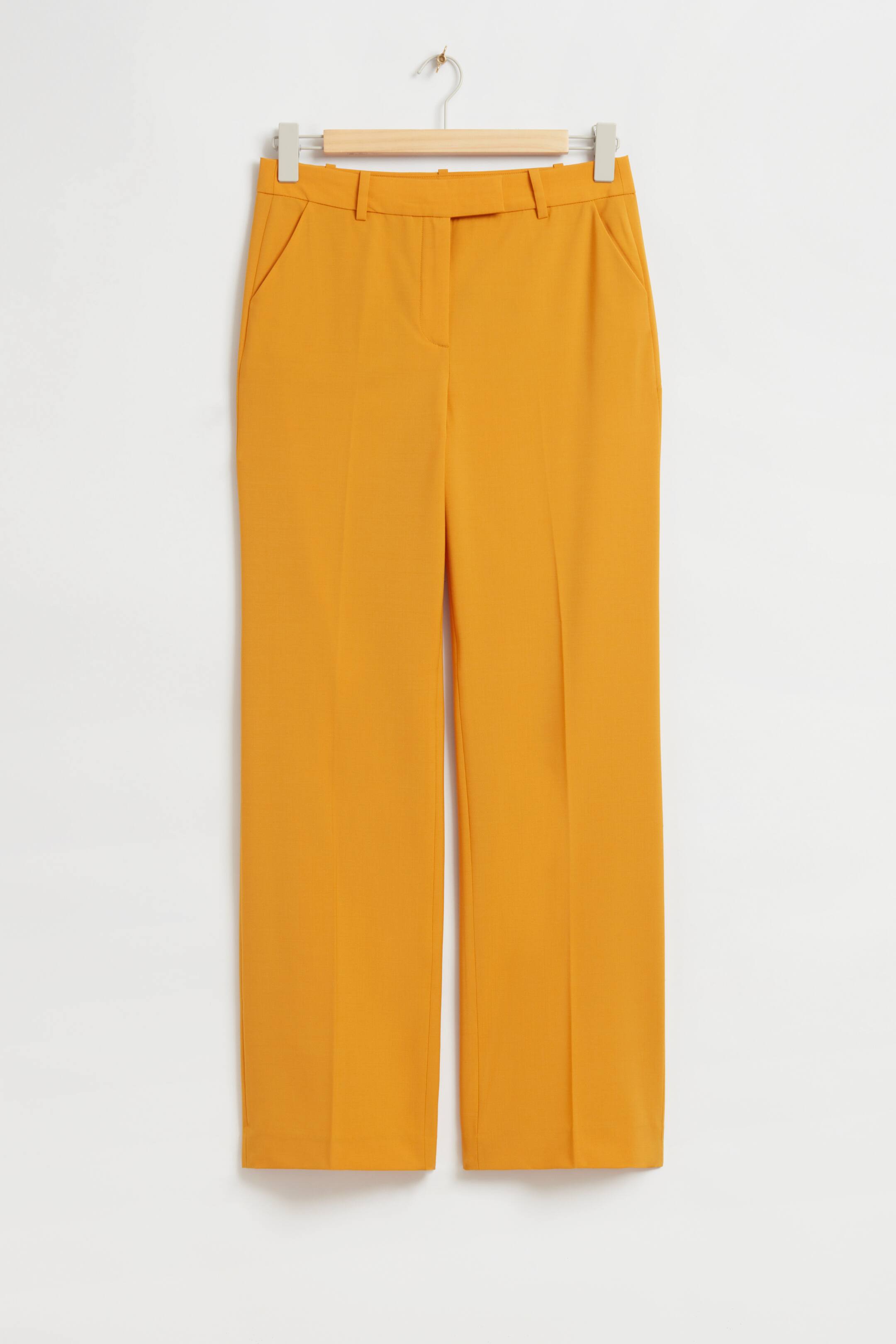 Straight Low Waist Trousers - Lav midje - Lang - Sennepsgul - DAME | H&M NO