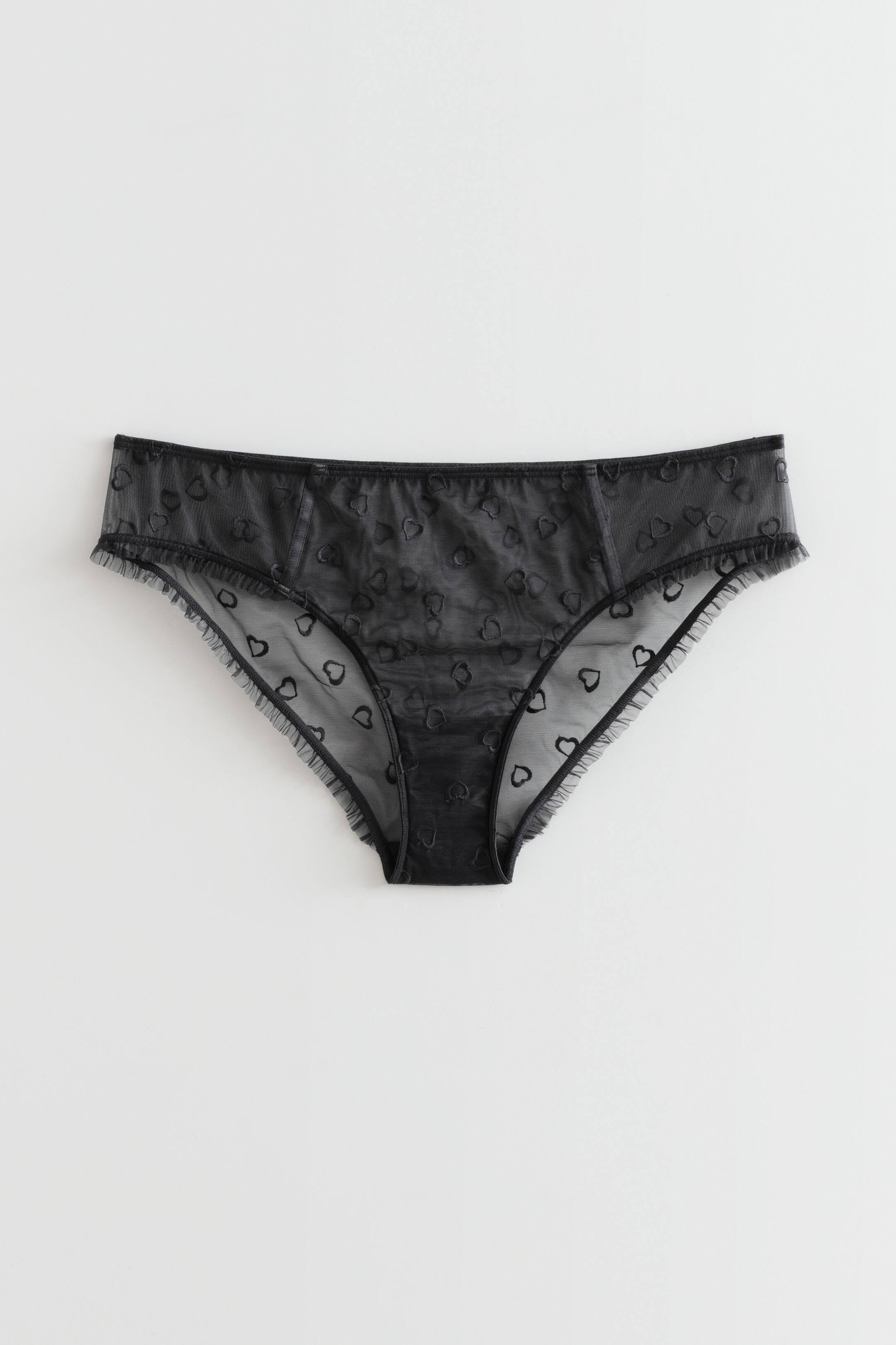 Sheer Embroidered Dotted Briefs - Regular waist - Black Polka Dot ...
