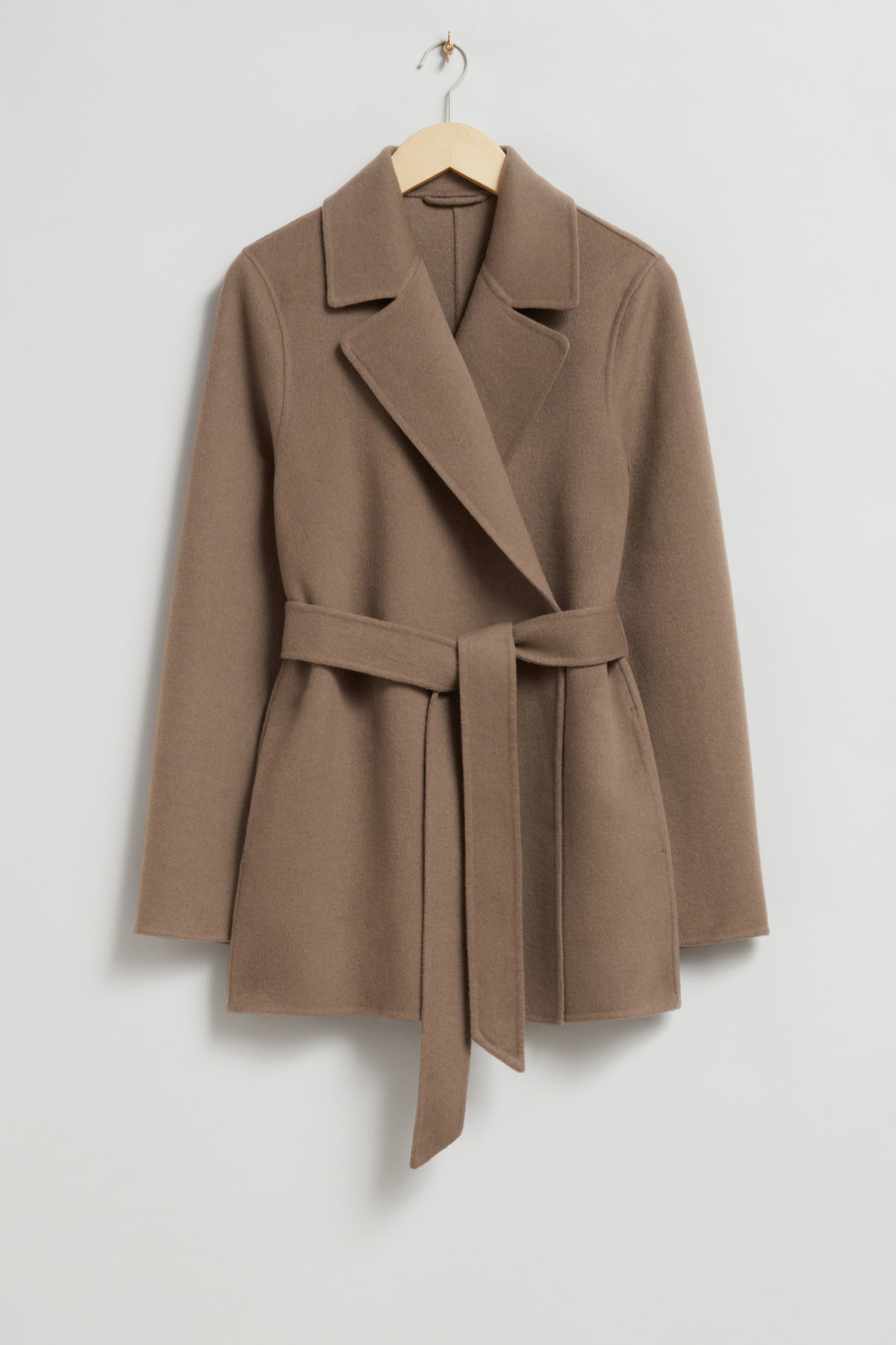 Short Belted Wool Coat - Mole - Ladies | H&M GB