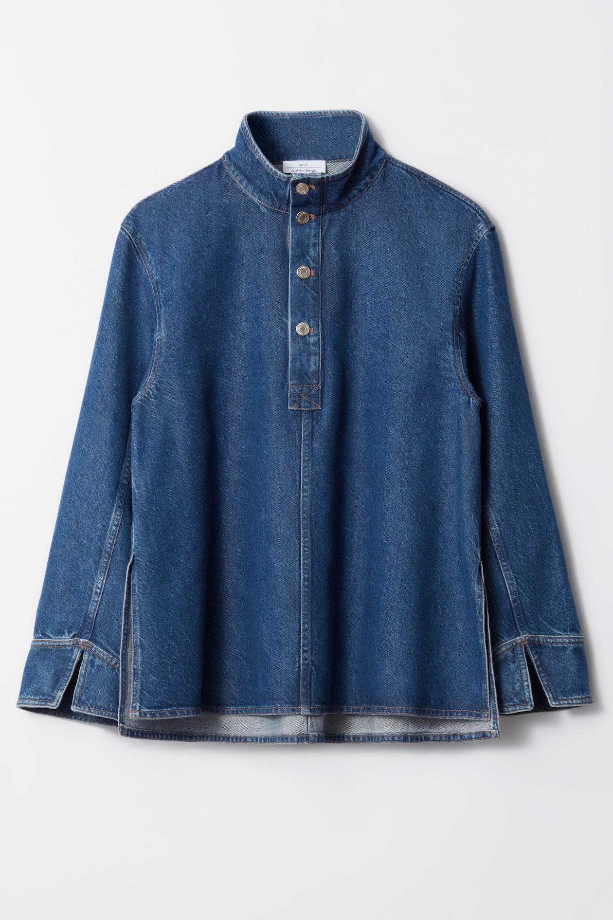 Funnel-Neck Denim Shirt - Blue - Ladies | H&M GB