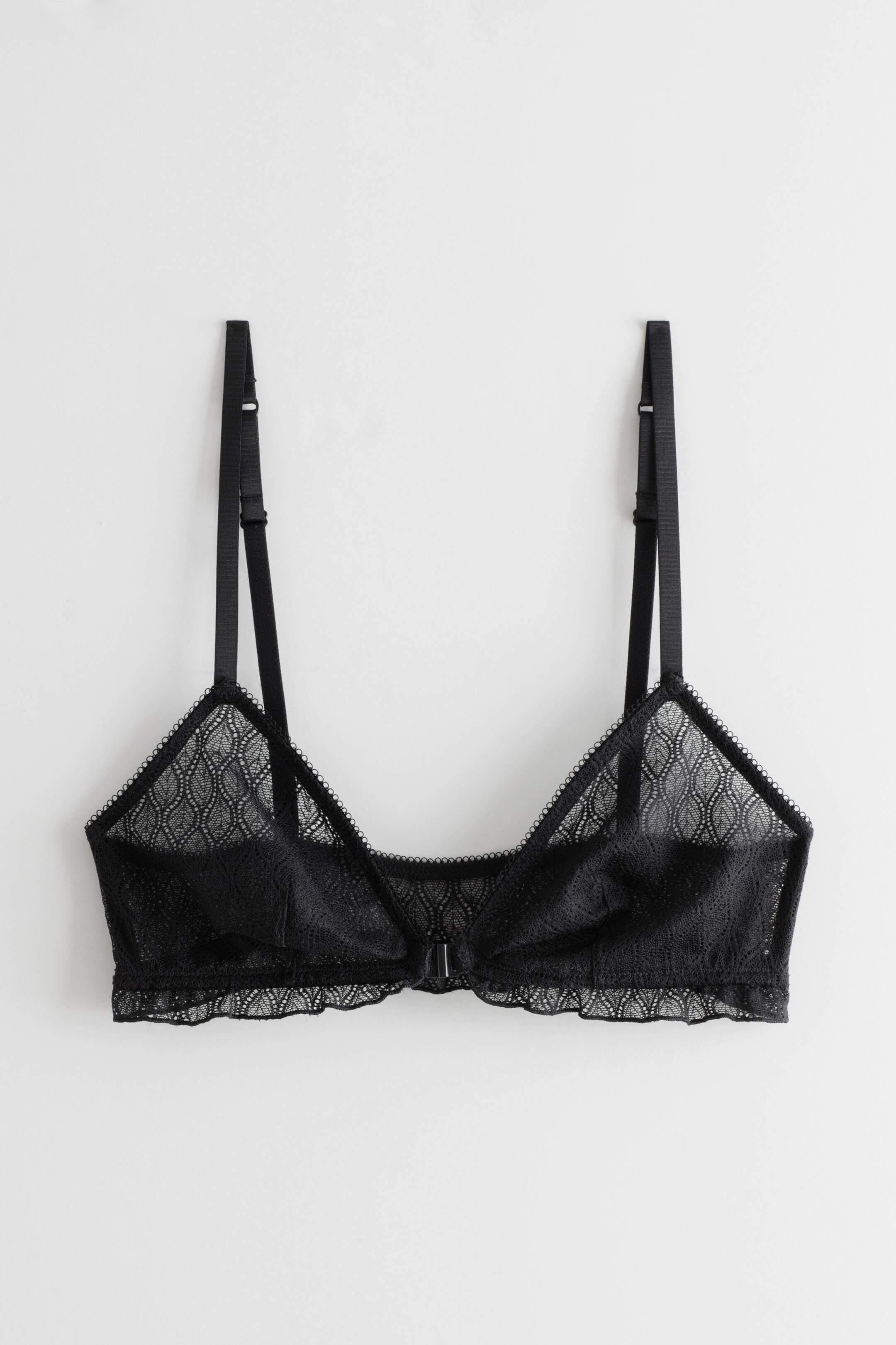 Ruffled Lace Soft Bra - Black - Ladies | H&M GB
