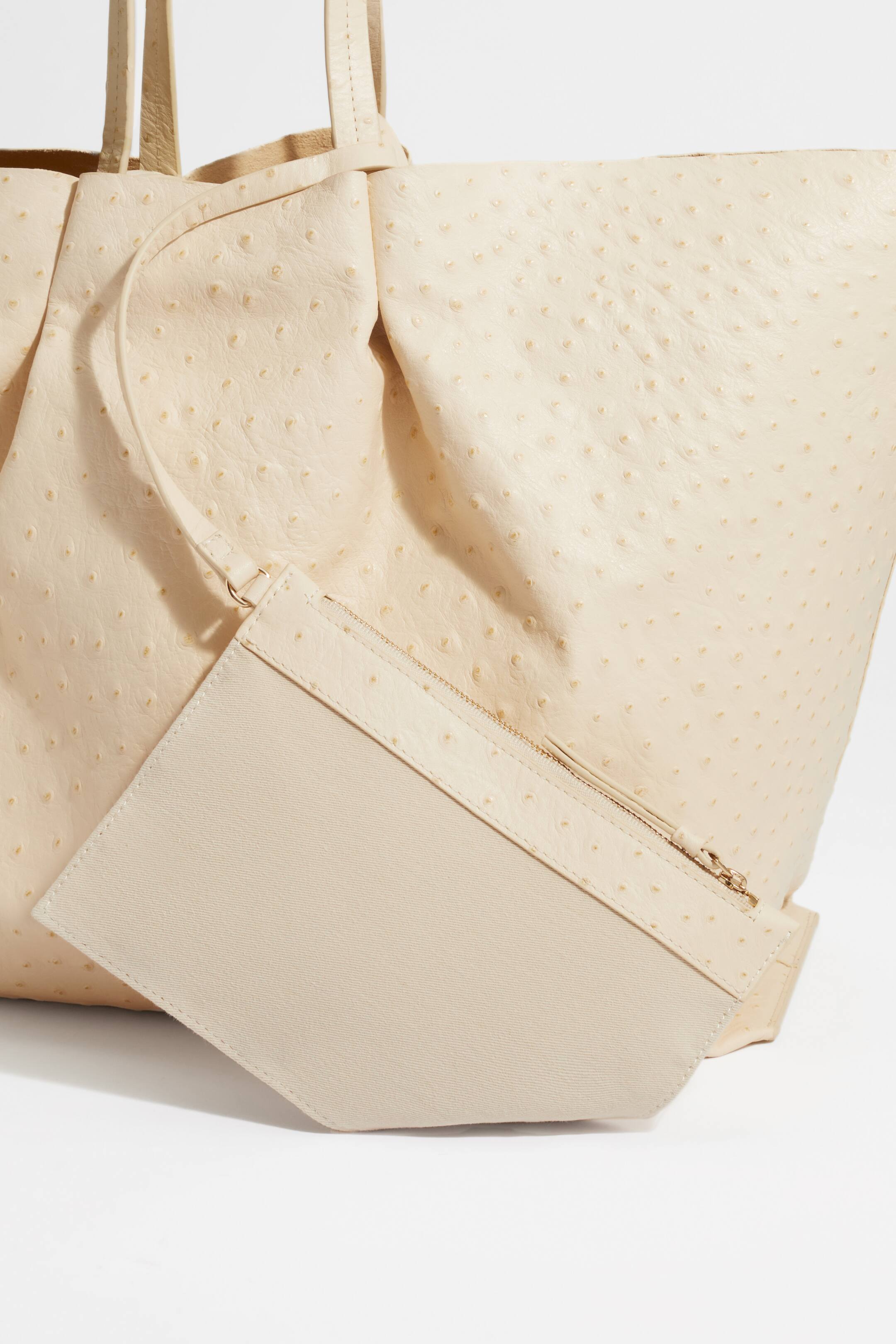 Large Embossed Leather Tote - Ivory - Ladies | H&M GB