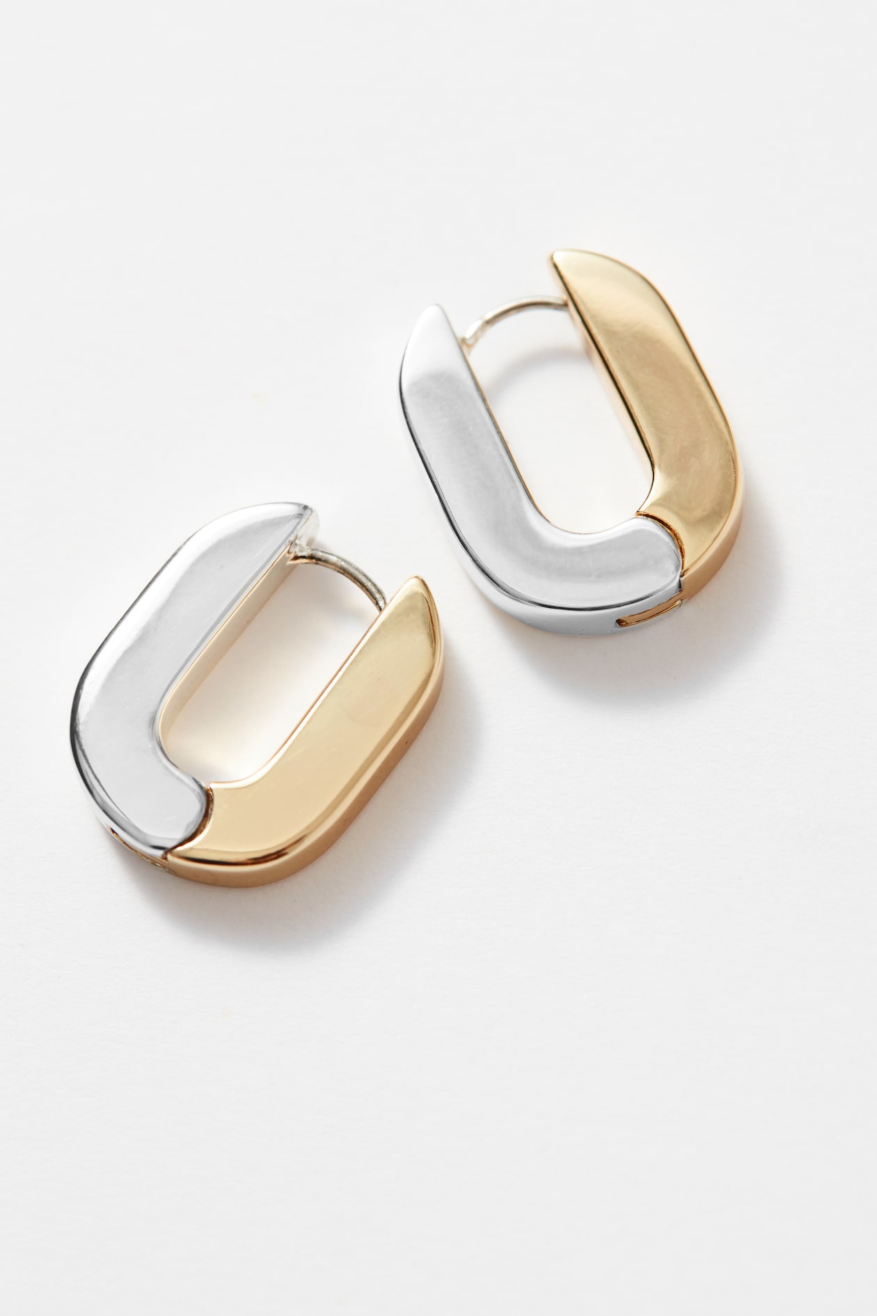 Two-Toned Angular Hoop Earrings - Gold/Silver - Ladies | H&M GB
